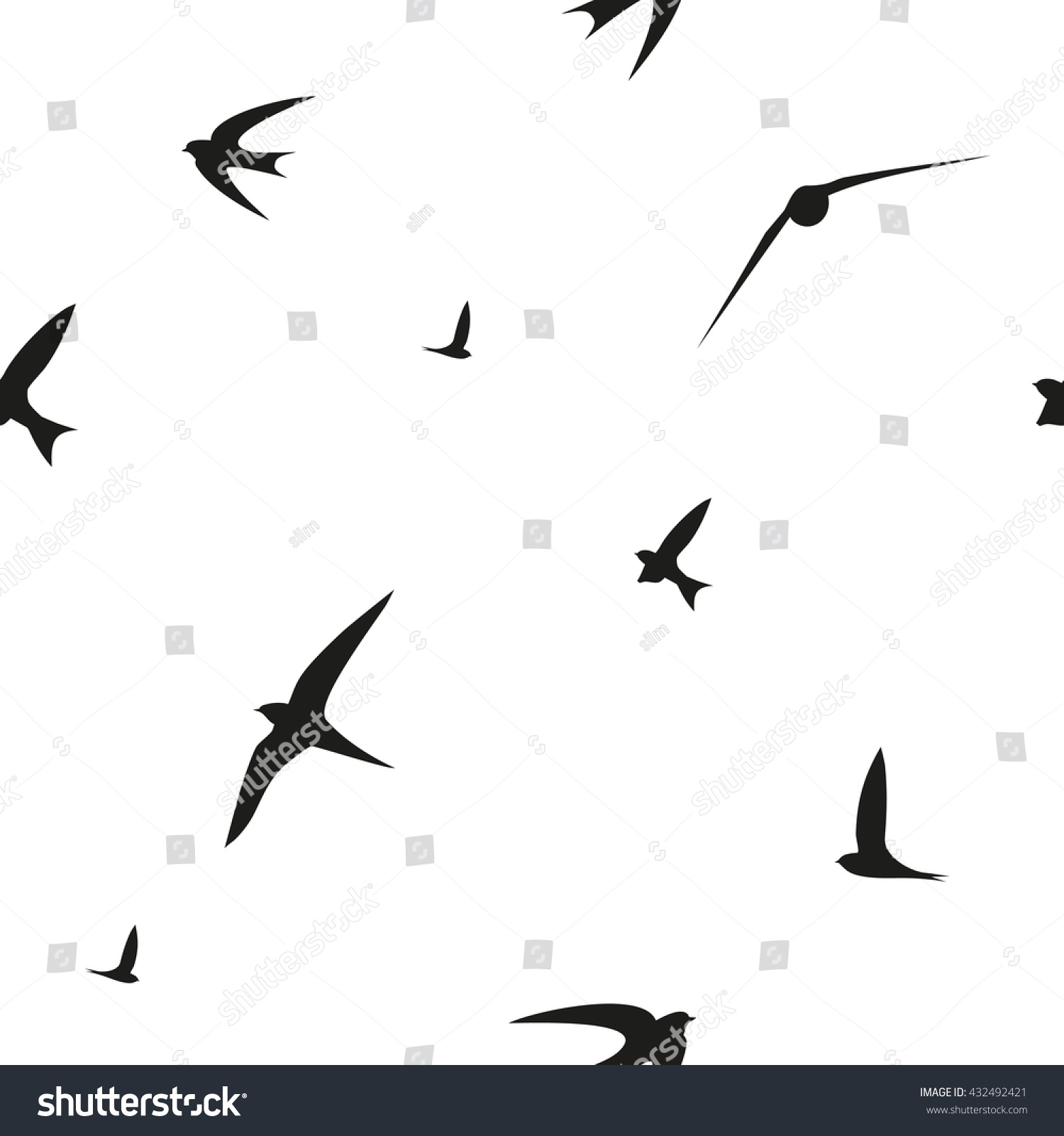 Swallow Swift Birds Graphic Vector Pattern Lager-vektor 432492421 ...