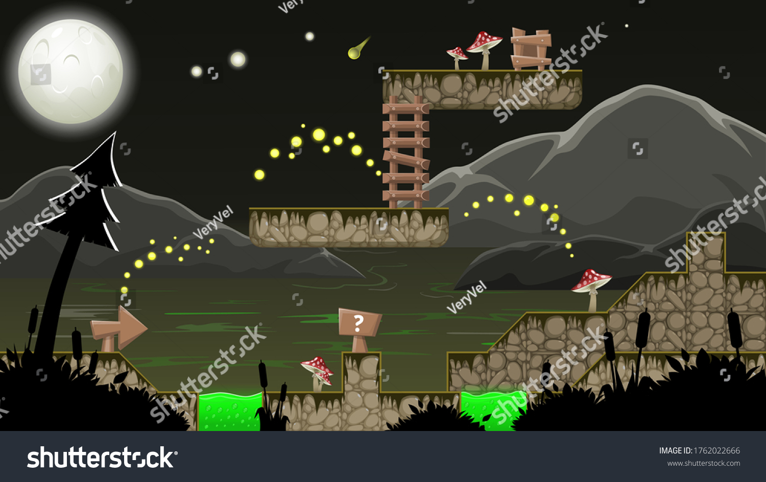 Swamp Tile Set Platformer Background Game Stock Vector (Royalty Free ...