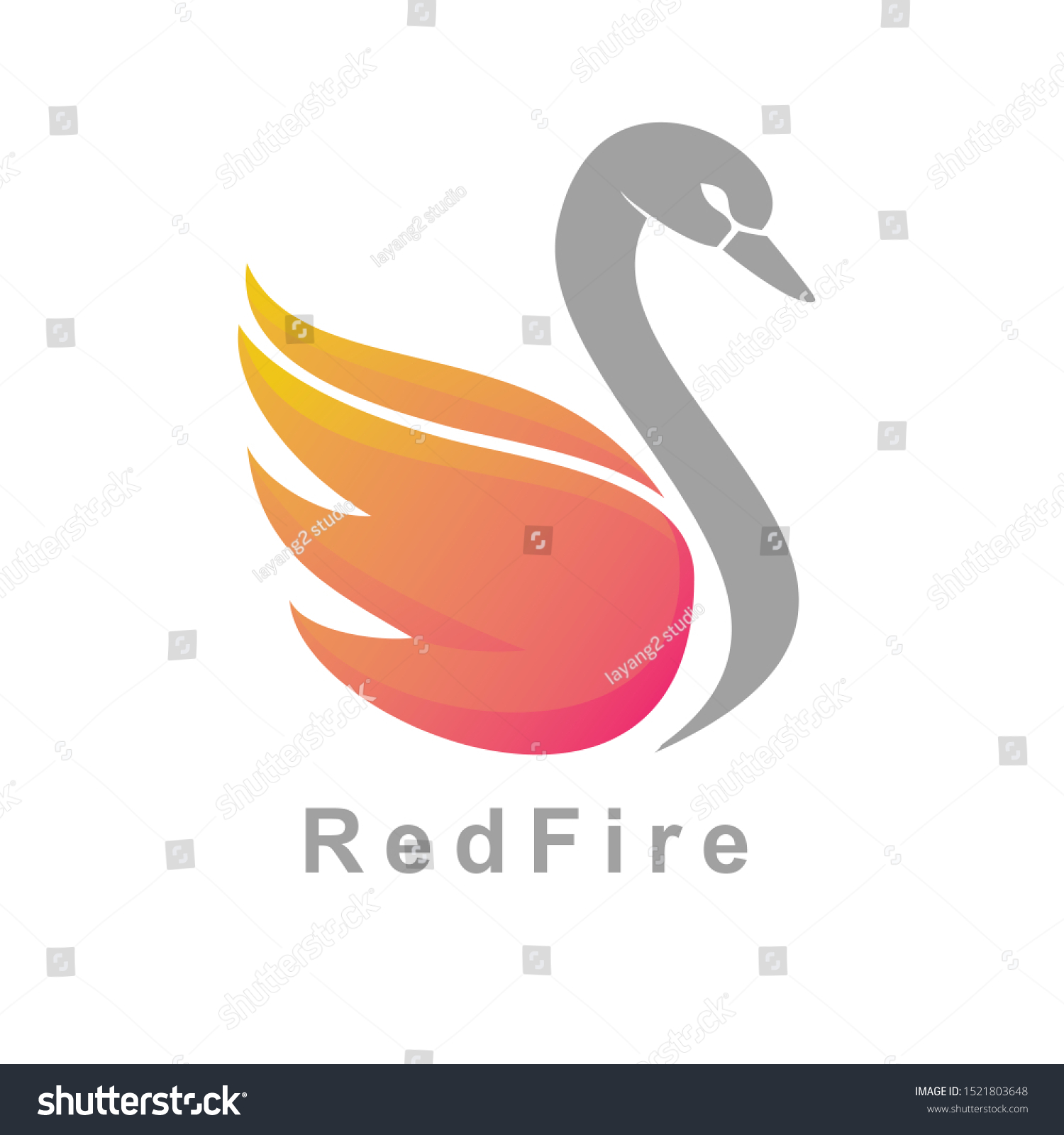 Swan Fire Logo Design Template Stock Vector (Royalty Free) 1521803648 ...