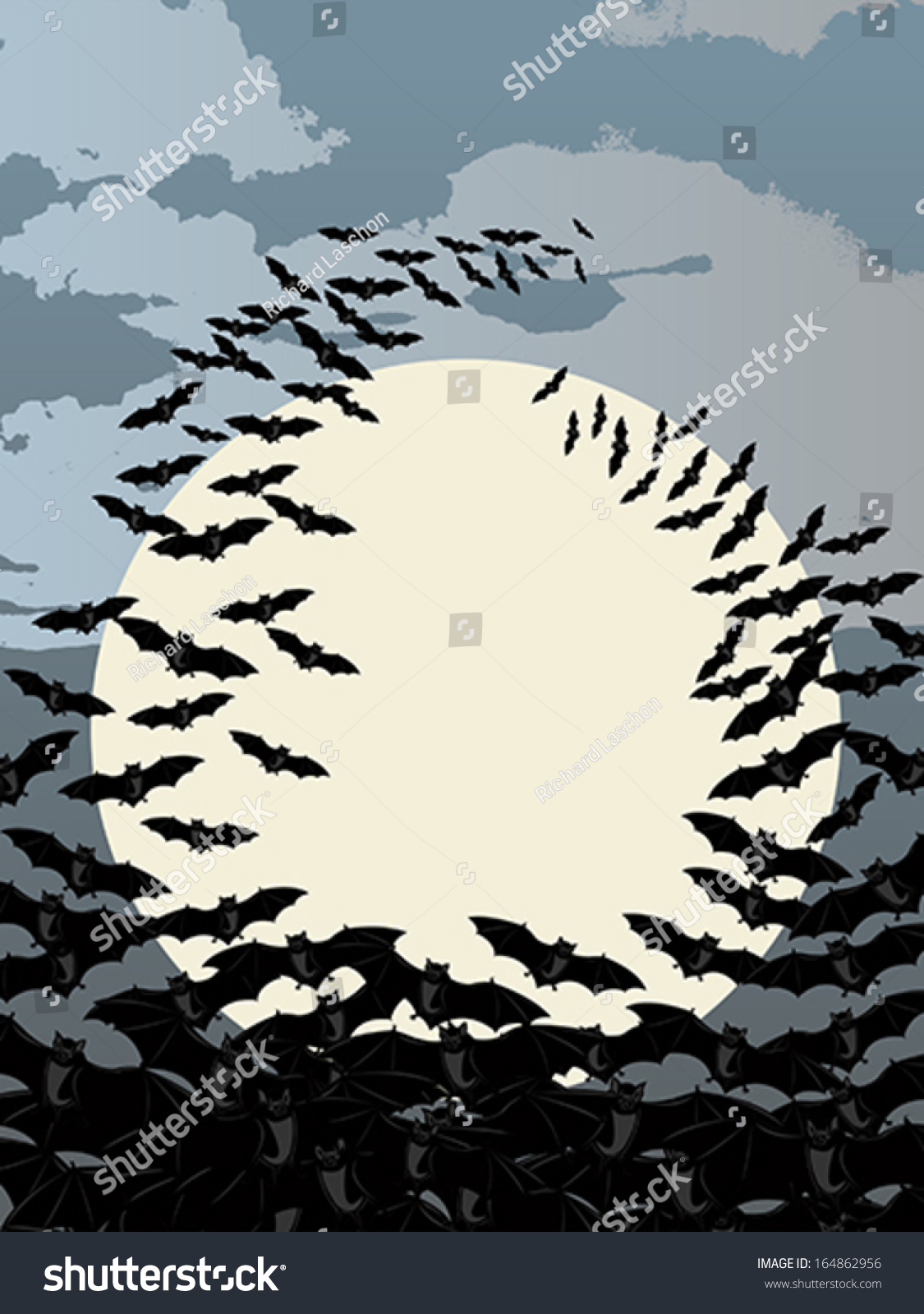 Swarming Bats Over Full Moon Stock Vector (Royalty Free) 164862956 ...