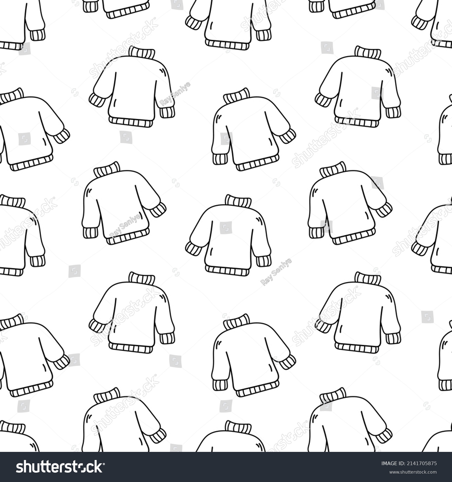 Sweater Seamless Pattern Doodle Outline Vector Stock Vector (Royalty ...