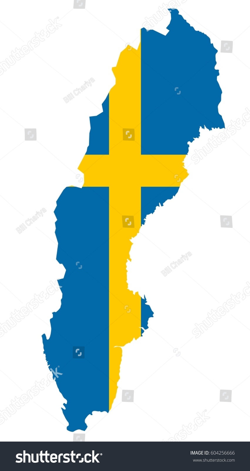 Sweden Flag Map Stock Vector (Royalty Free) 604256666 | Shutterstock