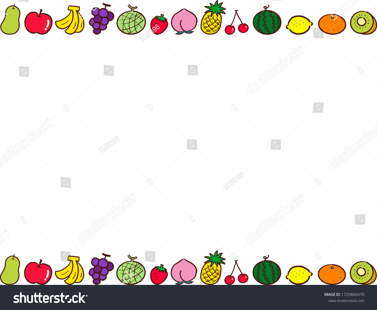 Sweet Cute Fruit Frame Stock Vector (Royalty Free) 1725860470 ...