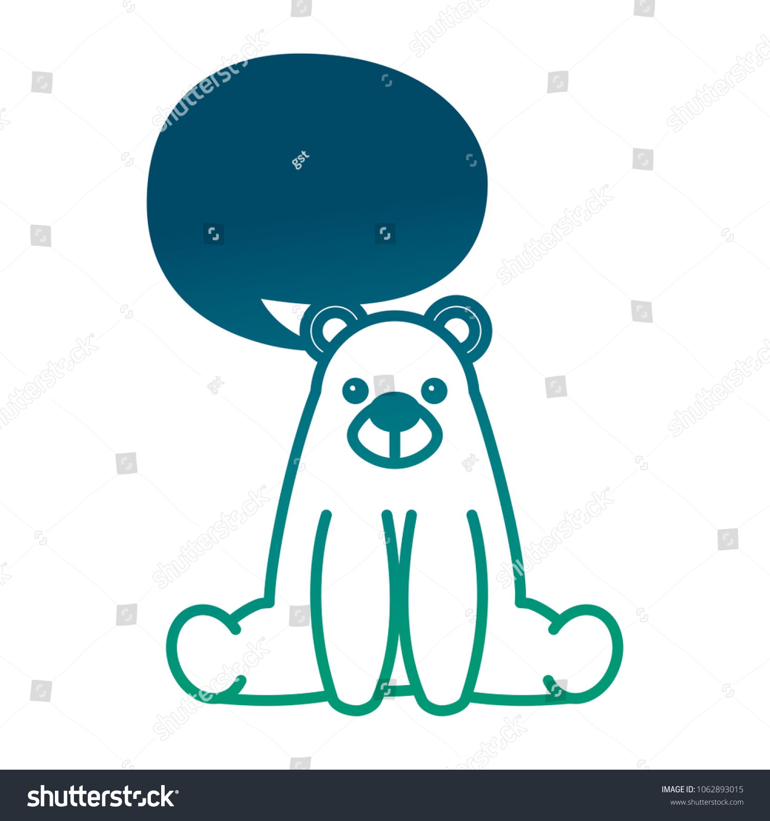 Sweet Bear Teddy Sitting Chat Bubble Stock Vector (Royalty Free ...