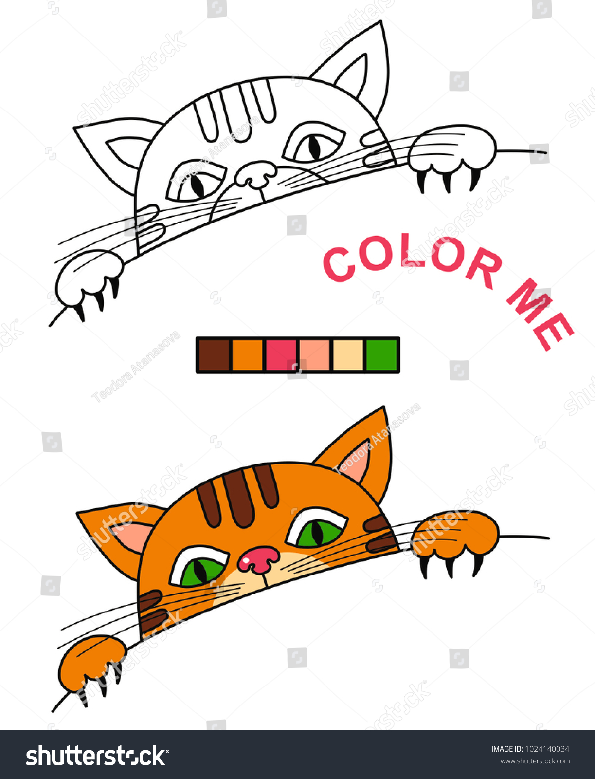 Sweet Cat Coloring Vector Stock Vector (Royalty Free) 1024140034