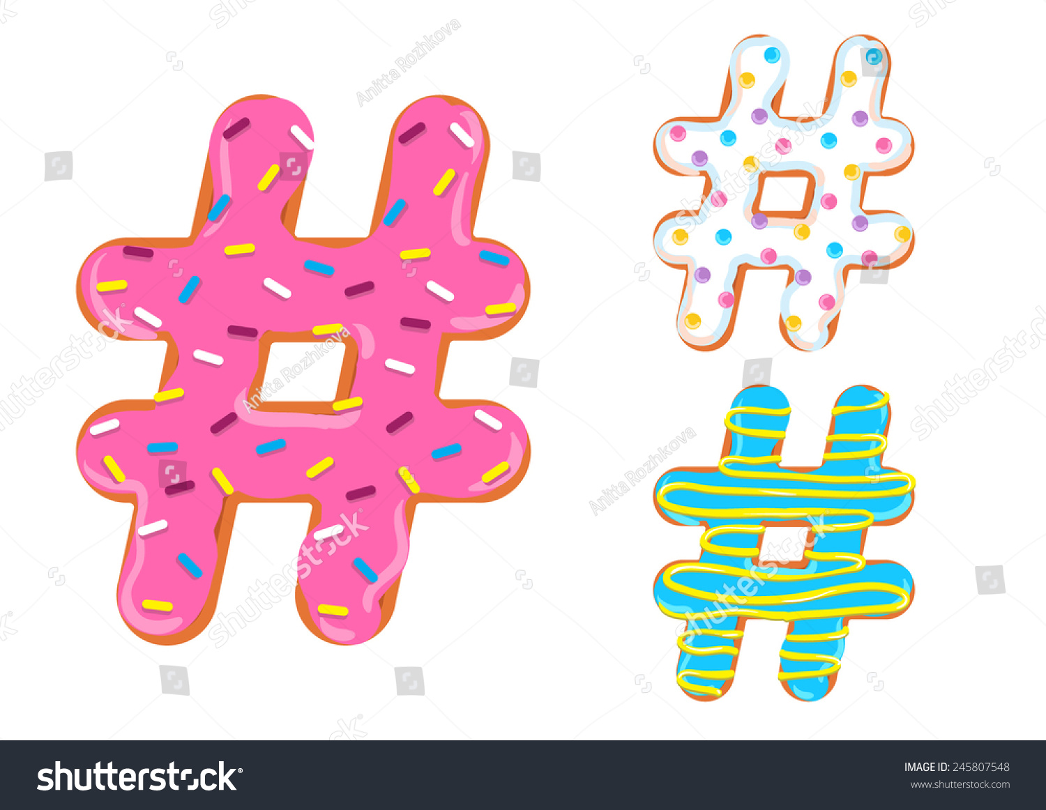 Sweet Donut Font Vector Hash Mark Stock Vector (Royalty Free) 245807548 ...