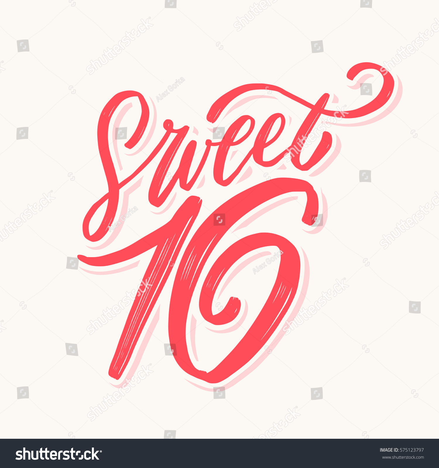 Sweet 16 Hand Lettering Stock Vector (Royalty Free) 575123797 ...