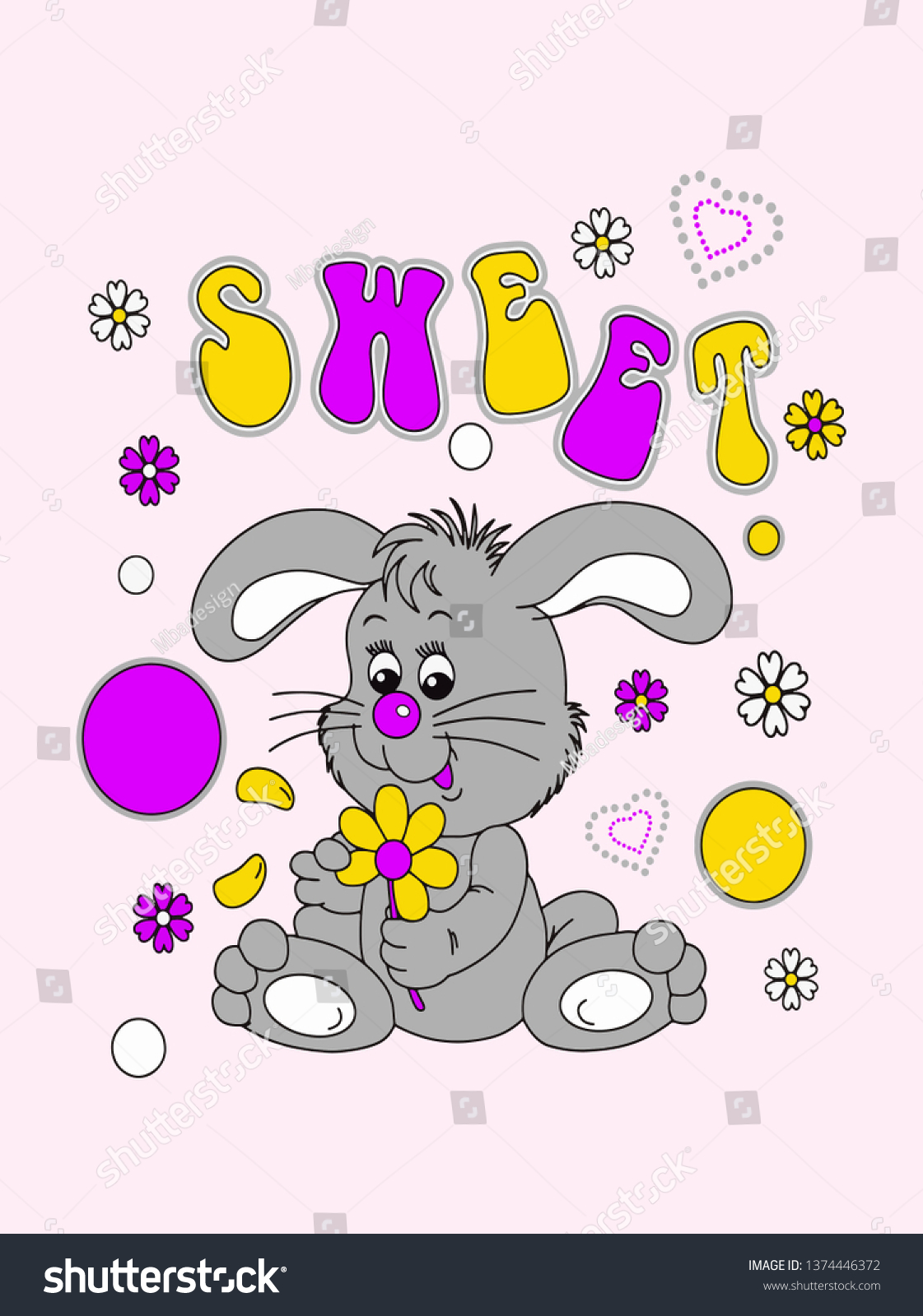 Sweet Rabbit Design Print Stock Vector (Royalty Free) 1374446372