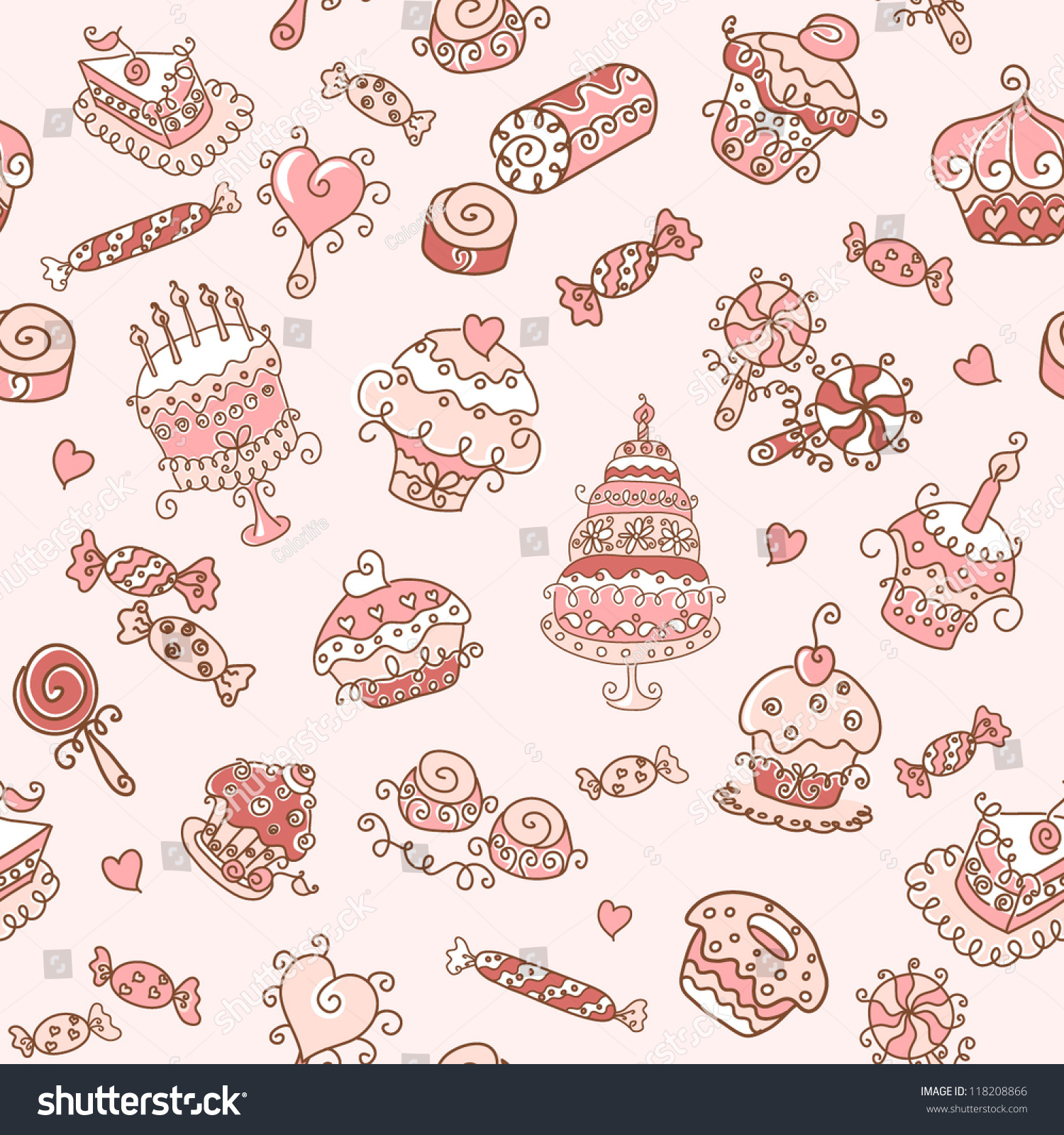 Sweet Seamless Background Stock Vector (Royalty Free) 118208866 ...