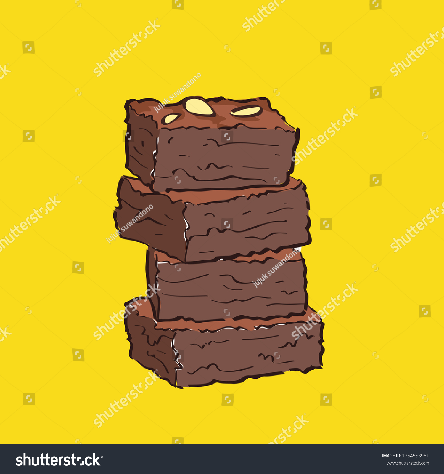 Sweet Slice Brownies Drawing Vector Stock Vector (Royalty Free) 1764553961