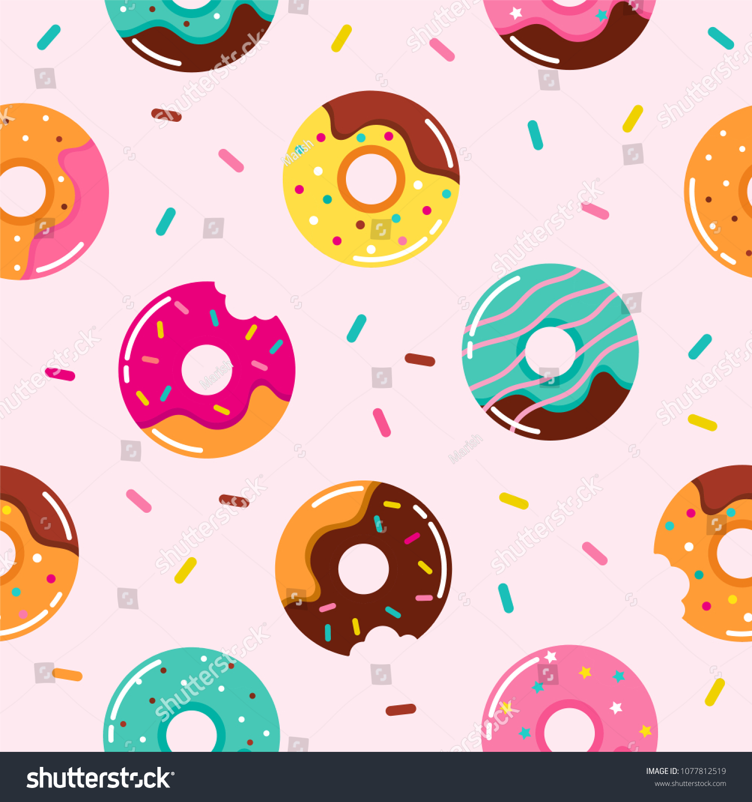Sweet Summer Seamless Pattern Donuts Vector Stock Vector (Royalty Free ...