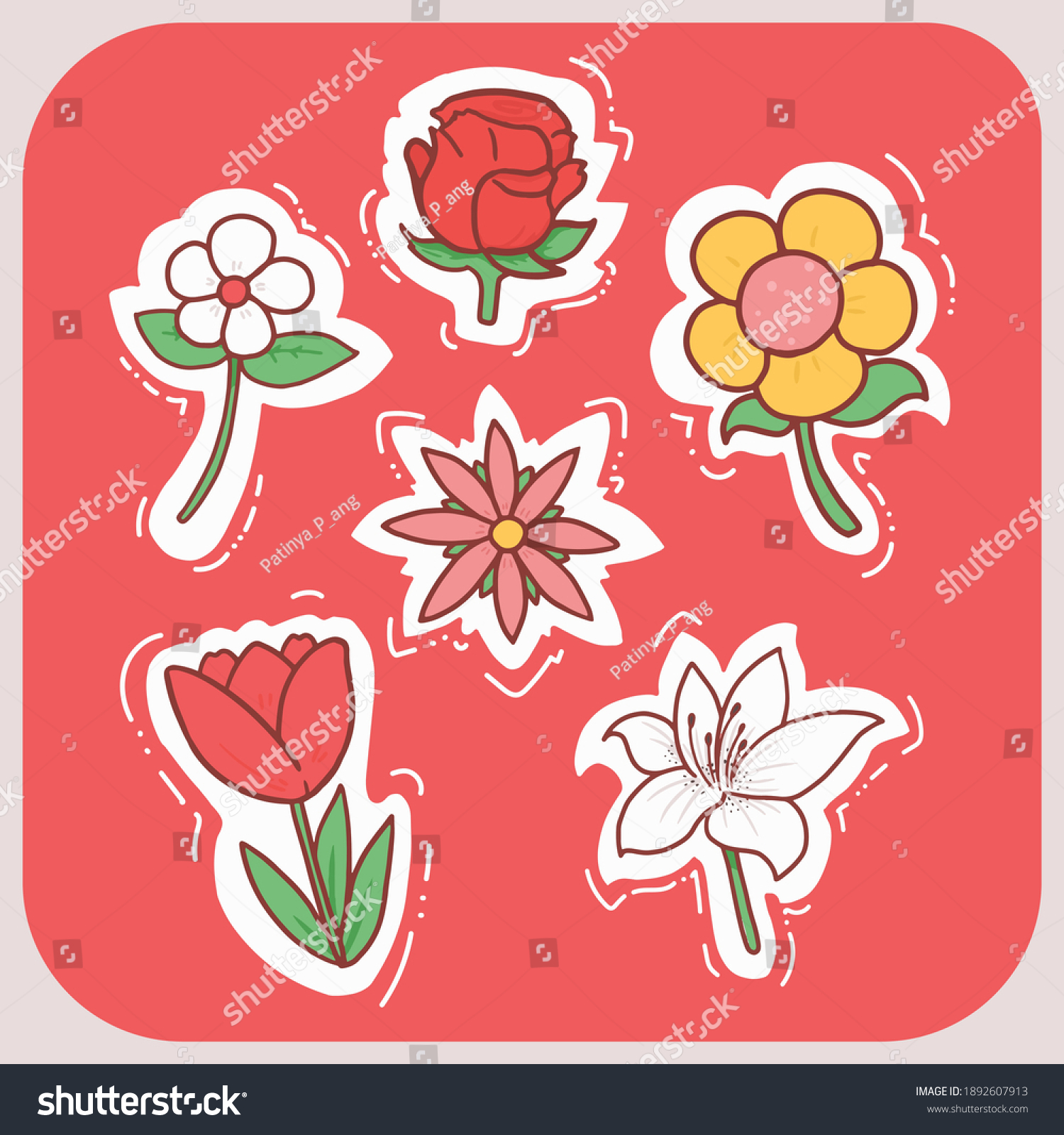 Sweety Flower Vector Illustration Set Stock Vector (Royalty Free ...