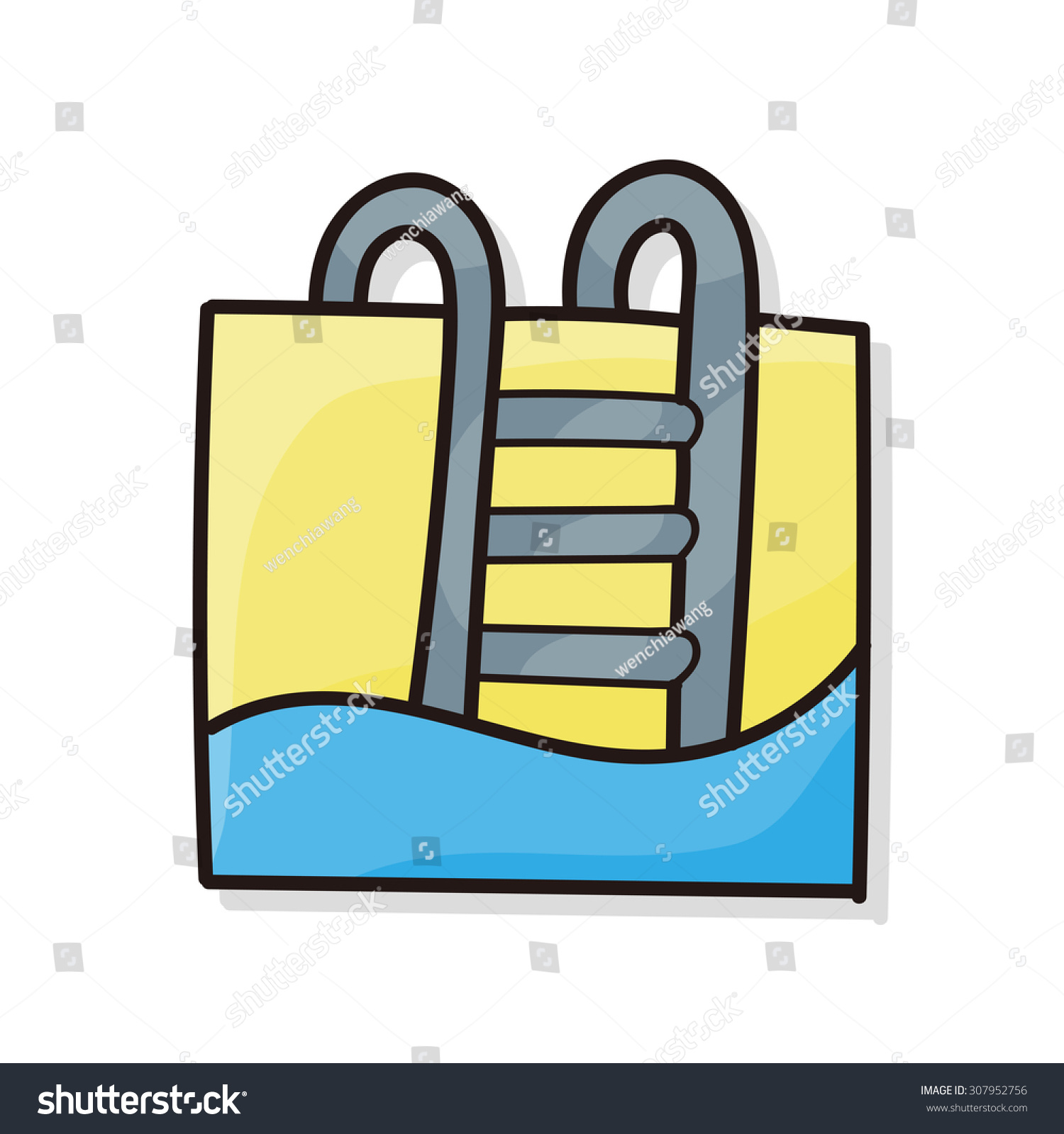 Swimming Pool Doodle Stock Vector (Royalty Free) 307952756