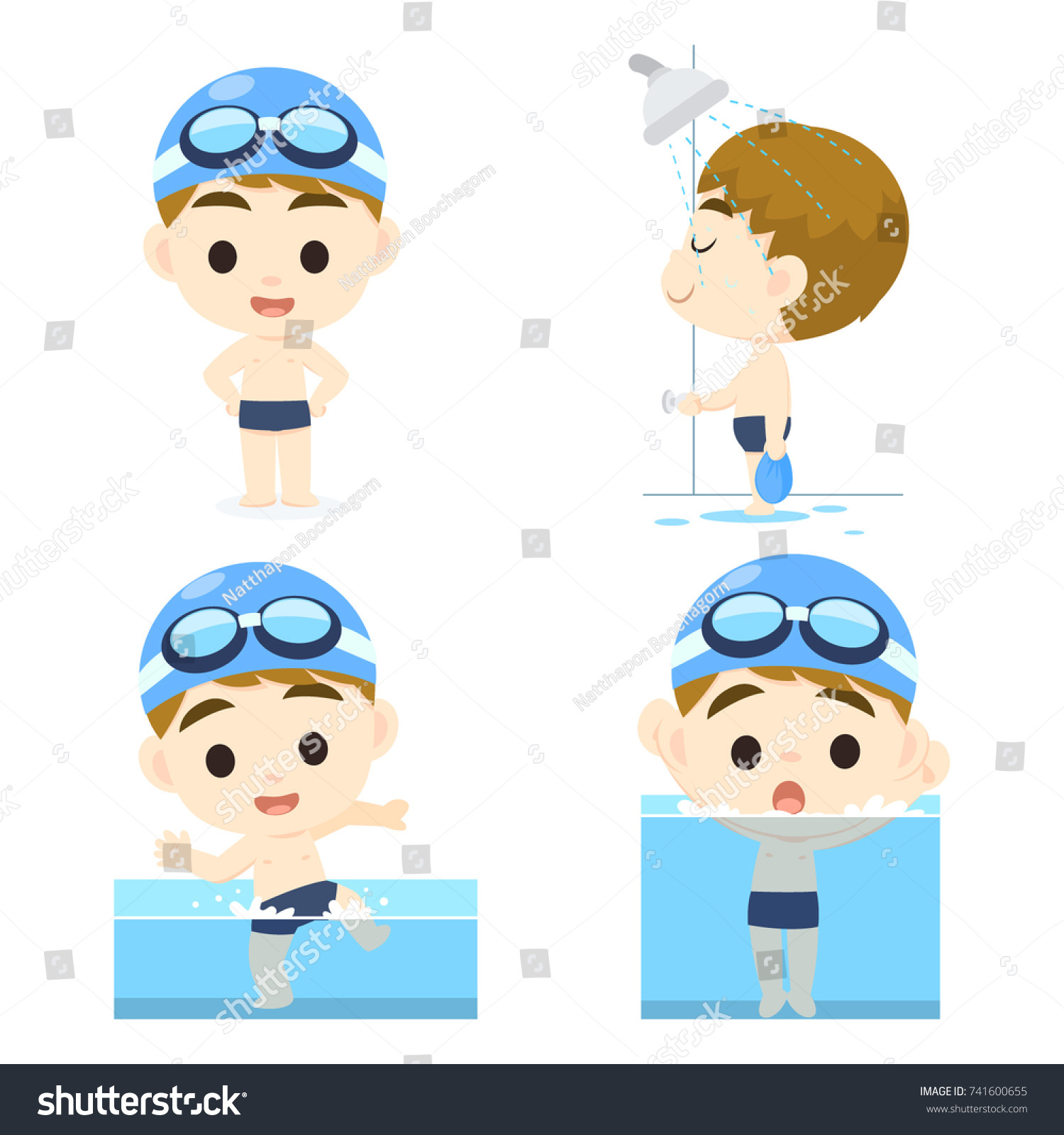 Swimming Pool Rules Cartoon Set: Vector có sẵn (miễn phí bản quyền ...