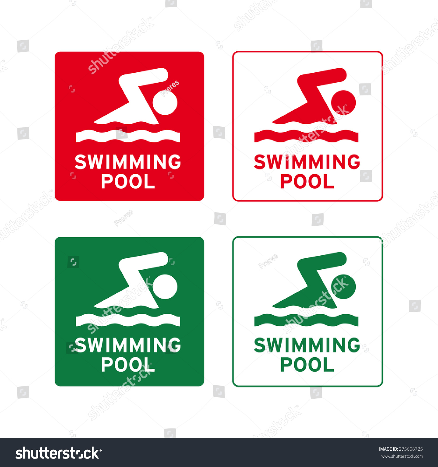 Swimming Pool Sign Vector Set Stock Vector (Royalty Free) 275658725 ...