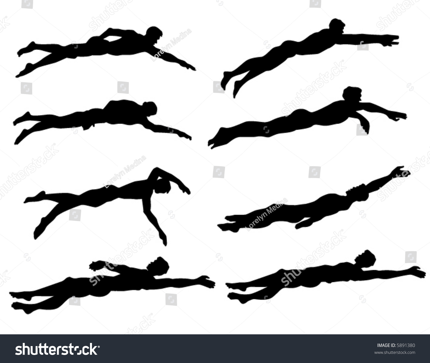 Swimming - Vector Silhouette - 5891380 : Shutterstock