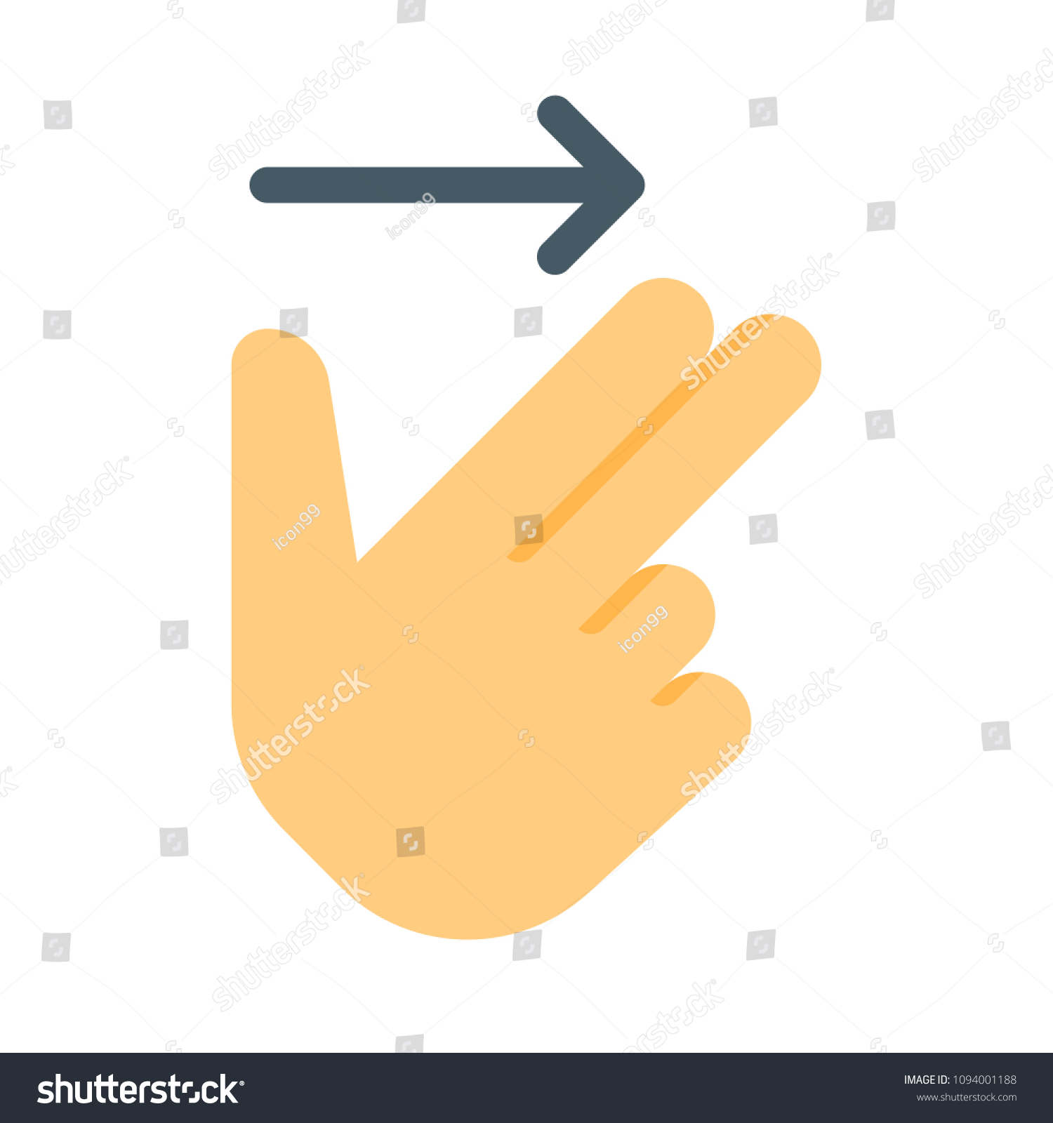 Swipe Right Gesture Stock Vector Royalty Free 1094001188
