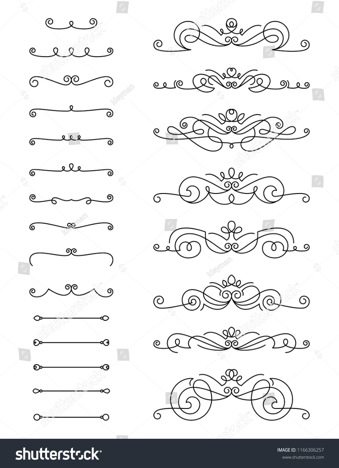 Swirl Text Divider Set Stock Vector (Royalty Free) 1166306257