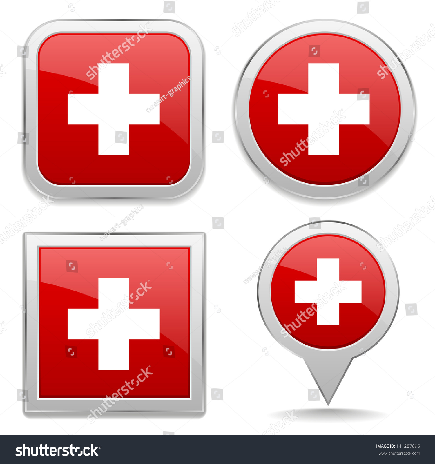 Swiss Flag Buttons Stock Vector (Royalty Free) 141287896