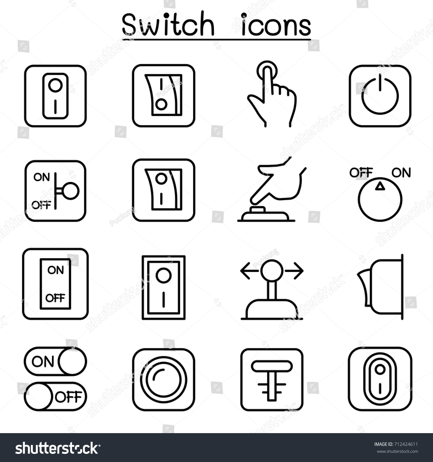Switch Icon Set Thin Line Style Stock Vector (Royalty Free) 712424611