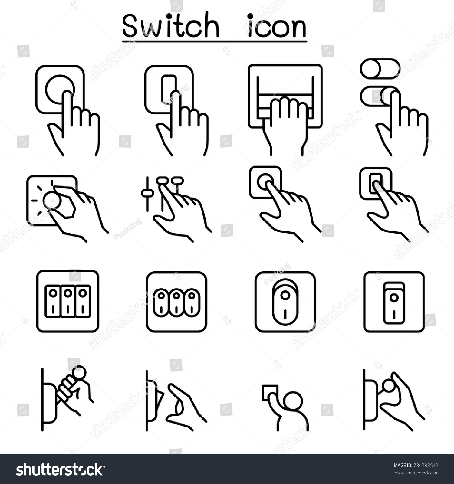 Switch Icon Set Thin Line Style Stock Vector (Royalty Free) 734783512 ...