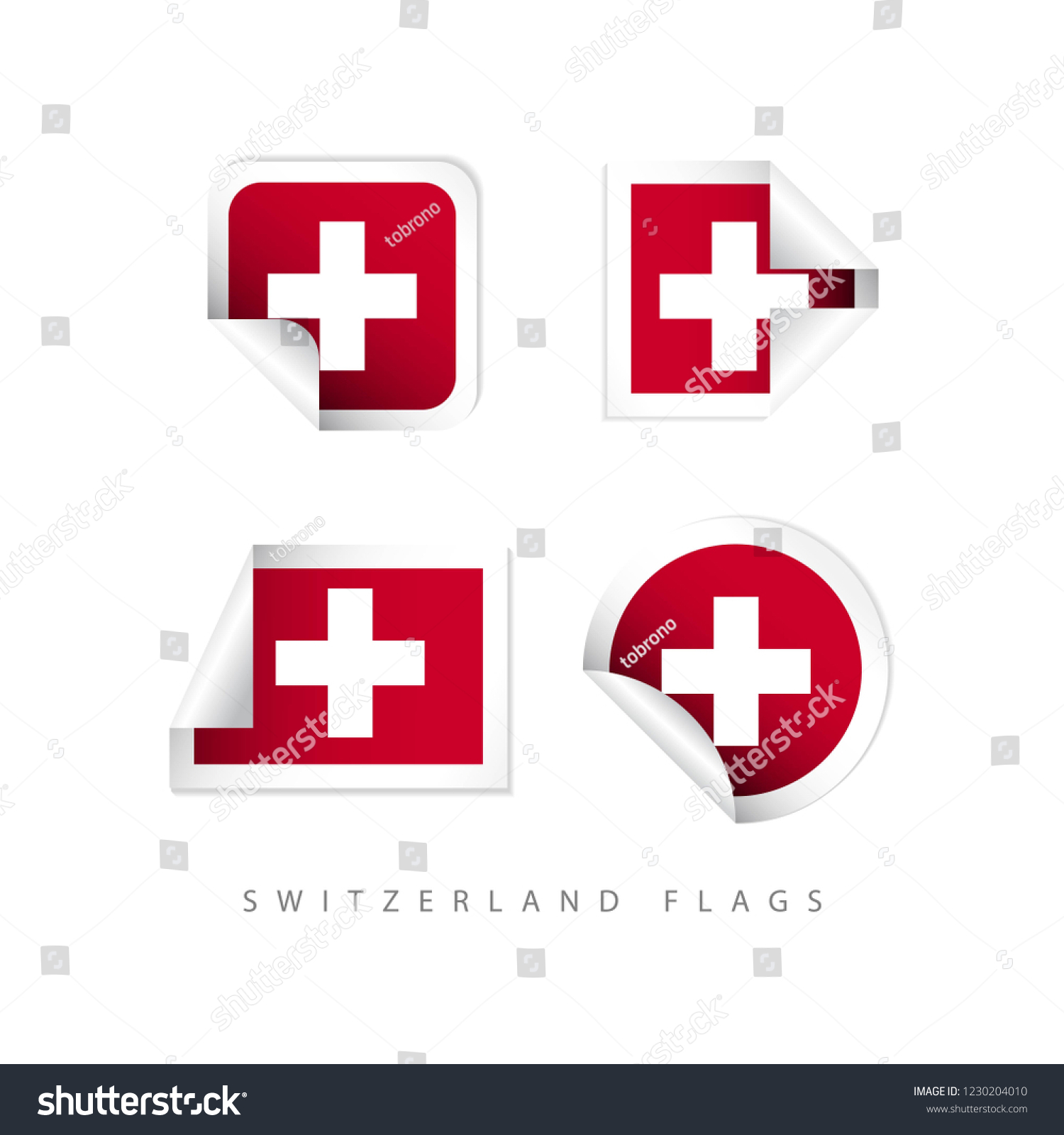 Switzerland Label Flags Vector Template Design Stock Vector (Royalty ...
