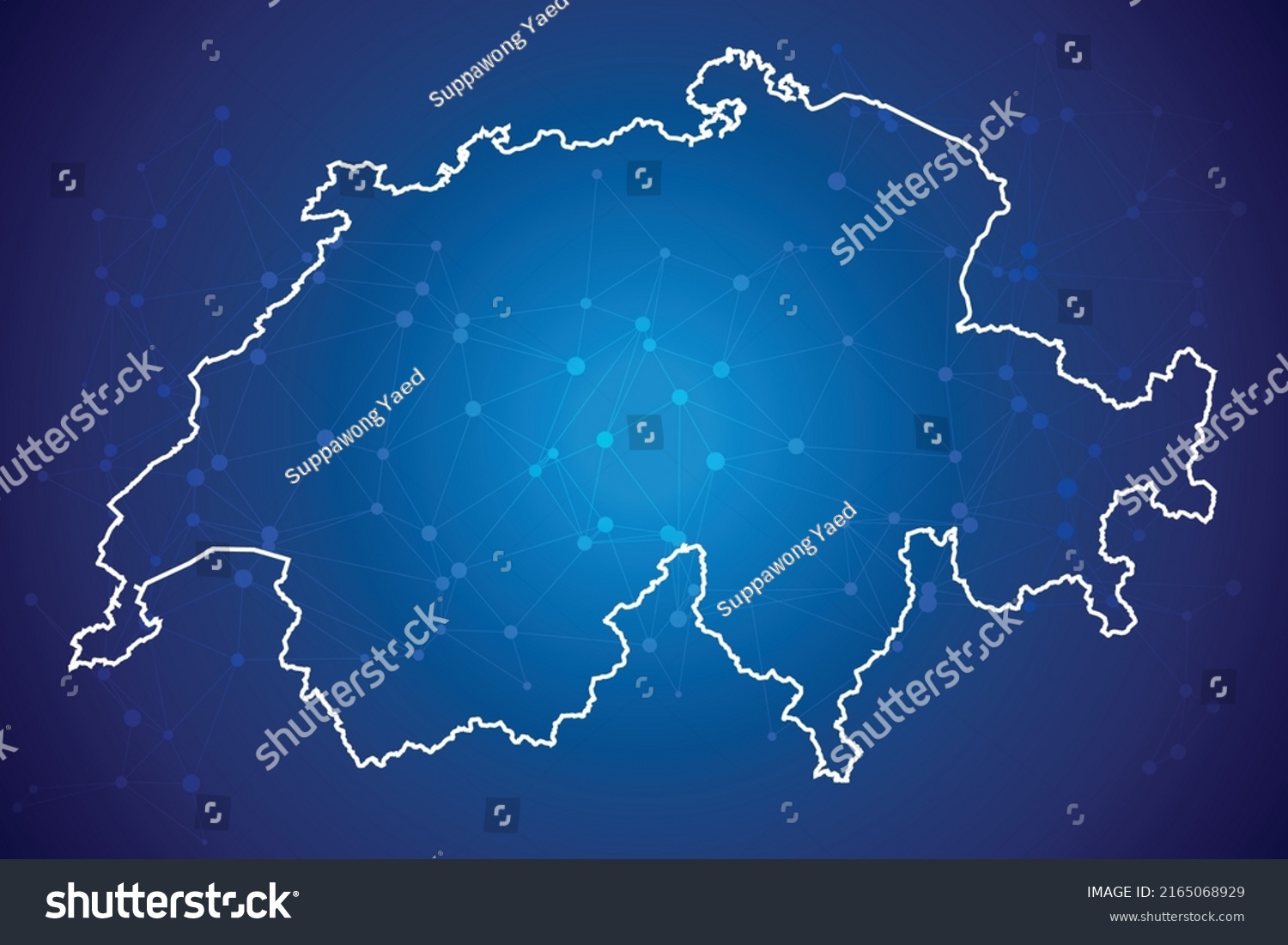 Switzerland Map Technology Network Connection Background Stock Vector ...