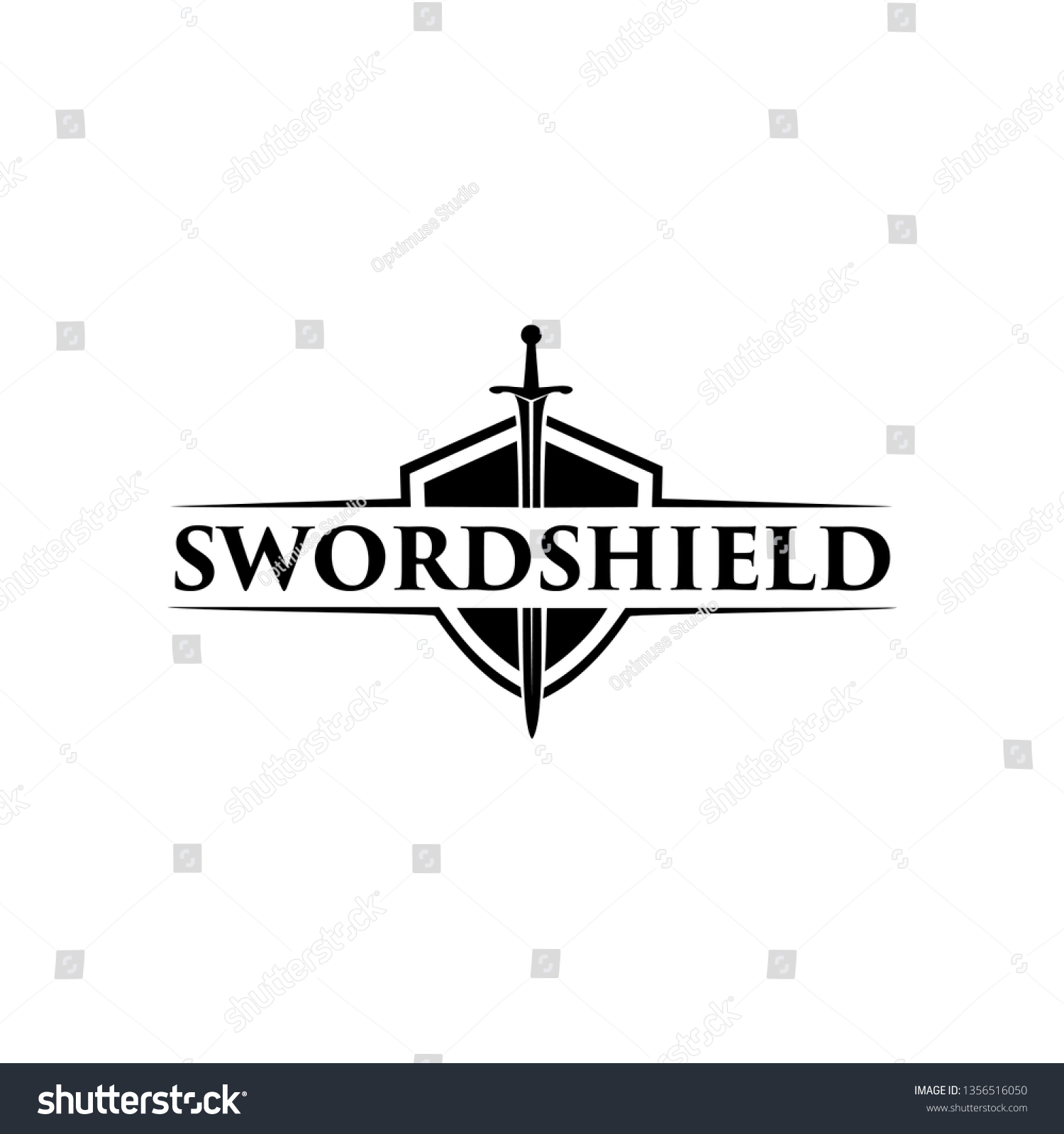 Sword Shield Logo Design Vector Stock Vector (Royalty Free) 1356516050 ...