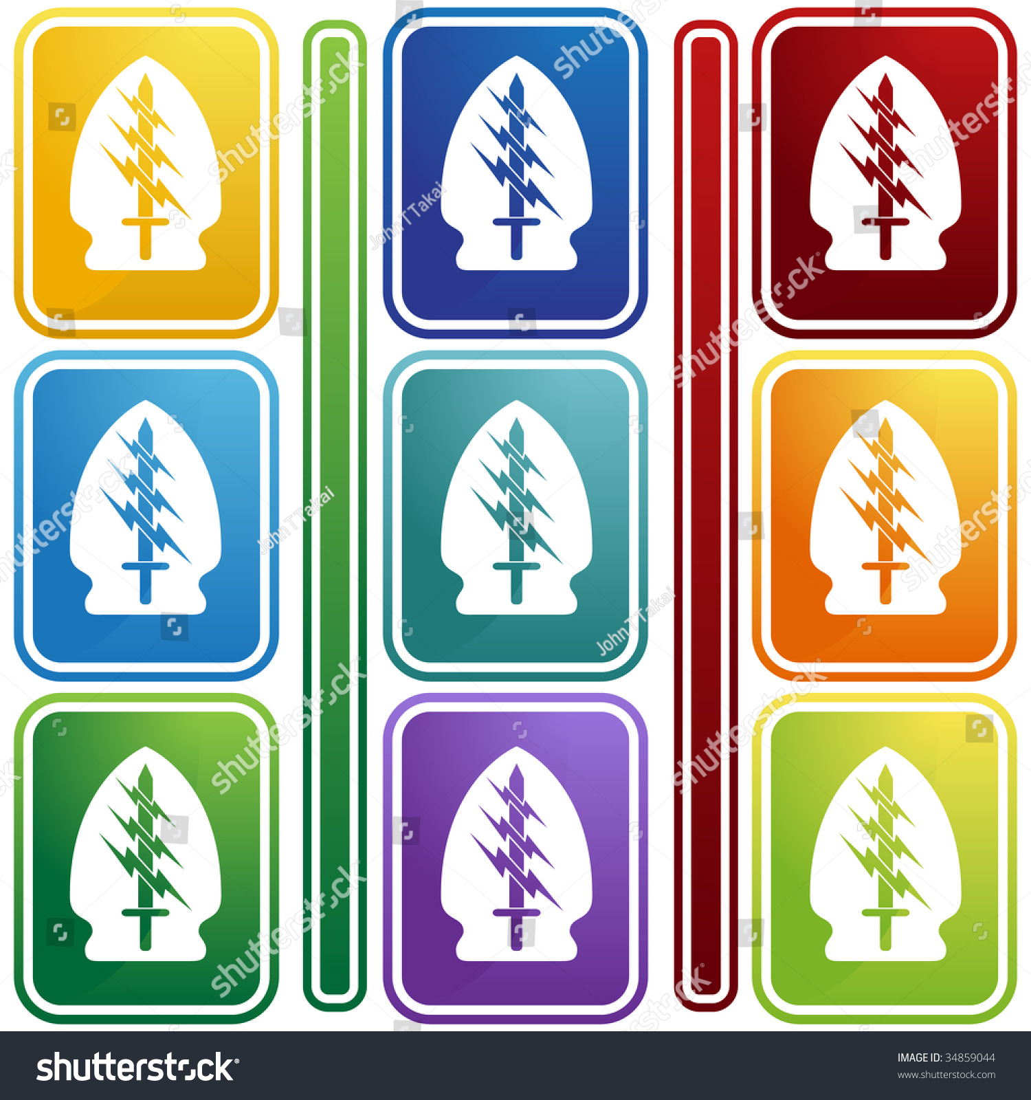 Sword Lightning Special Forces Icon Bevel Stock Vector (Royalty Free ...