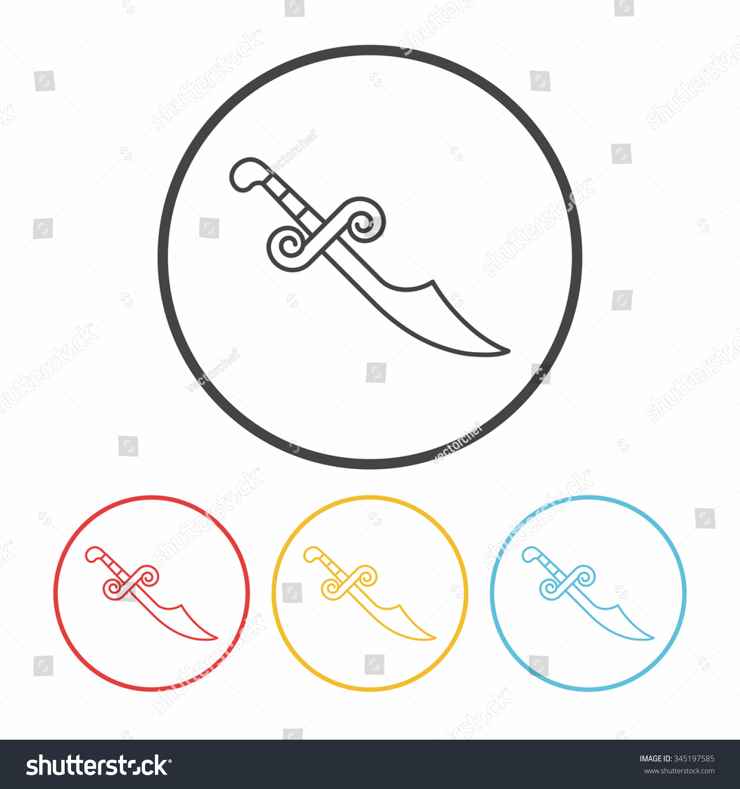 Sword Line Icon Stock Vector (Royalty Free) 345197585