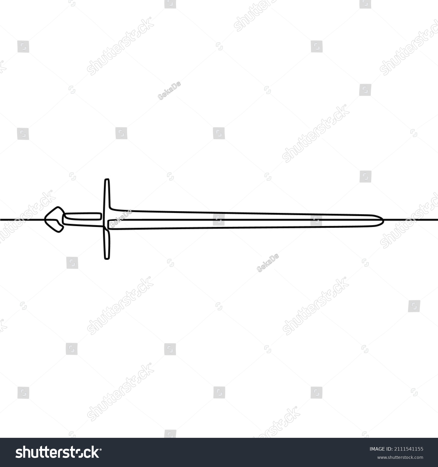 Sword Oneline Continuous Single Line Art Stock Vector (Royalty Free ...