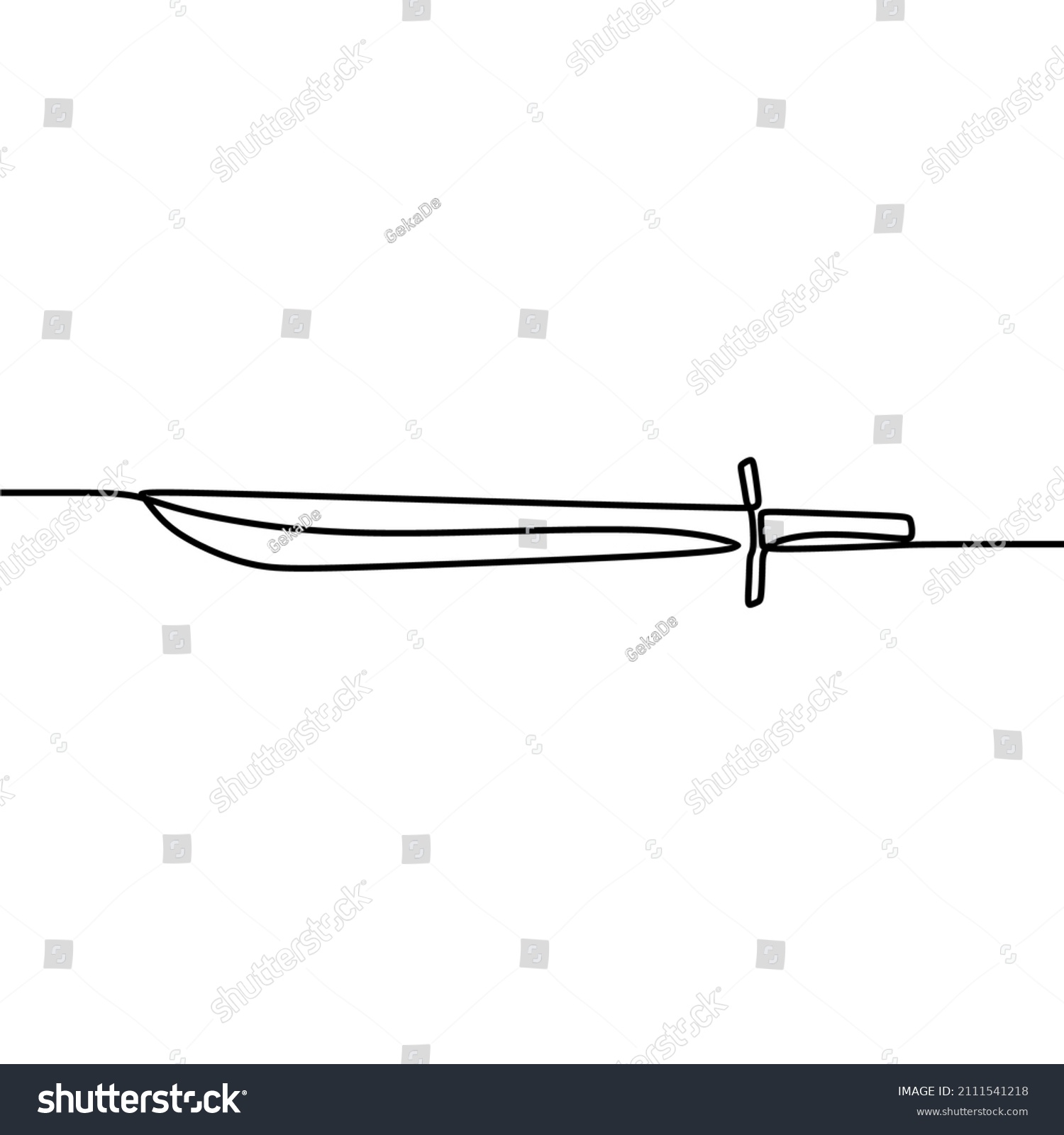 Sword Oneline Continuous Single Line Art Stock Vector (Royalty Free ...