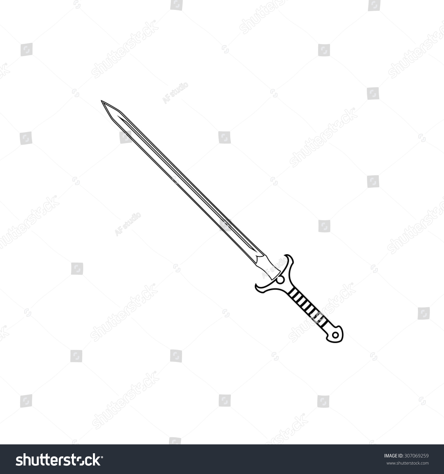 Sword Outline Black Simple Vector Pictogram: เวกเตอร์สต็อก (ปลอดค่า ...
