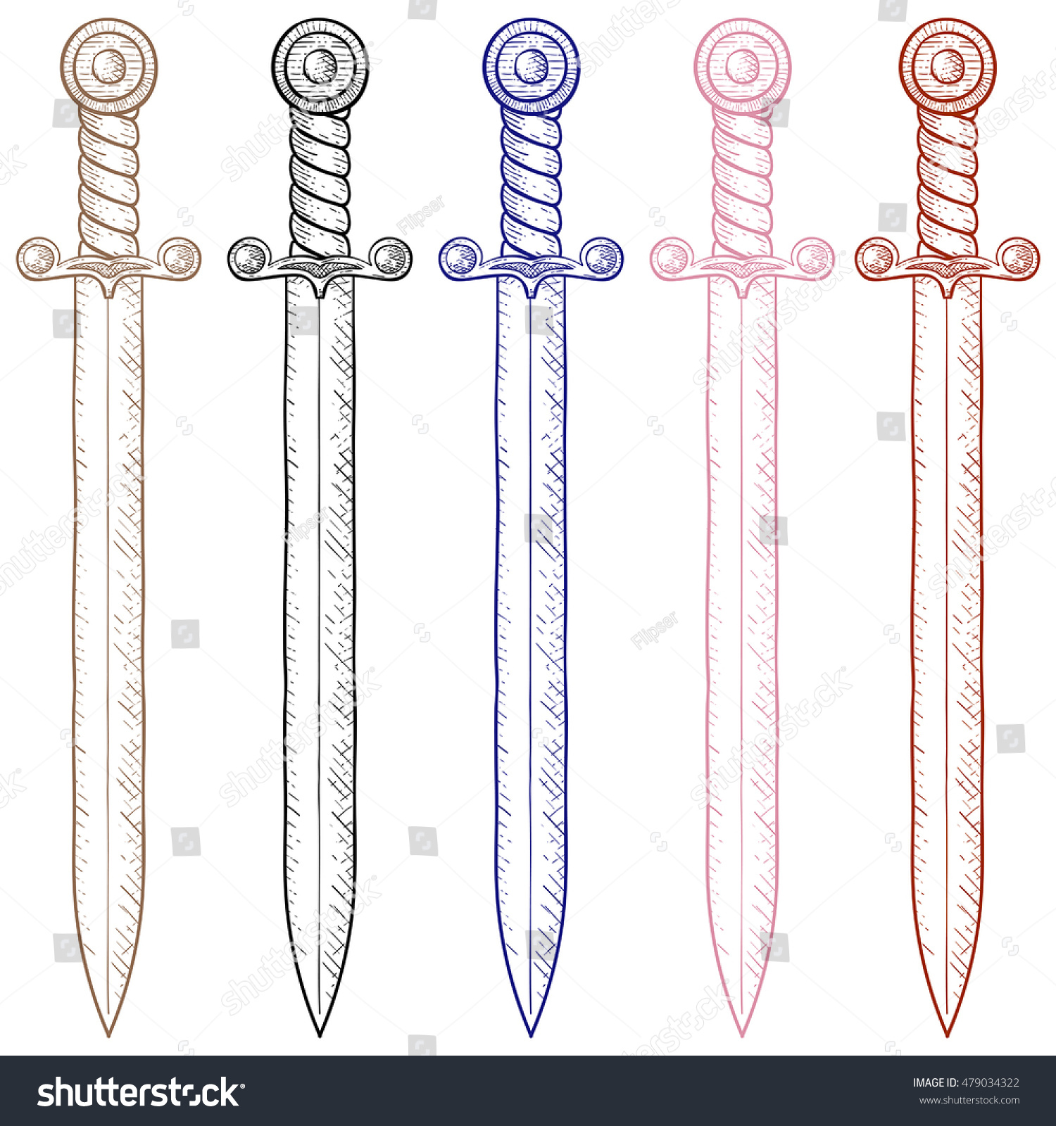 Sword Sketch Vector Illustration Isolated On Stock Vector (Royalty Free ...