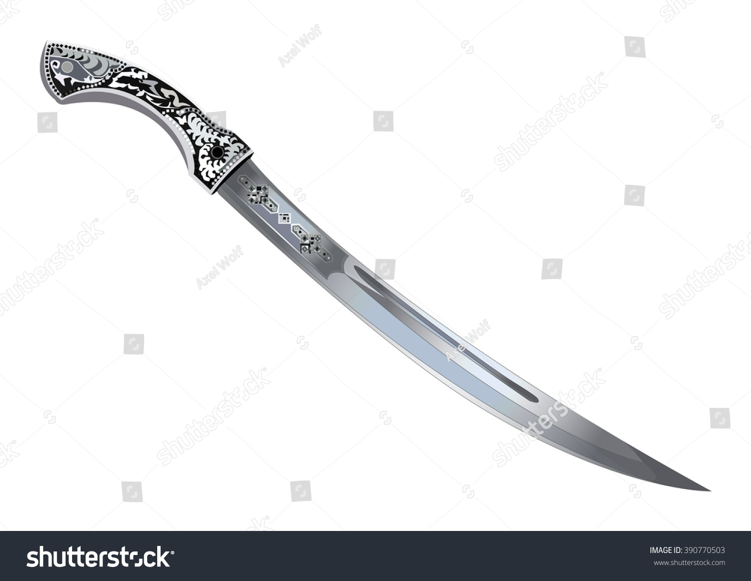 Sword Vector Illustration Scimitar Isolated On Stock Vector (Royalty ...