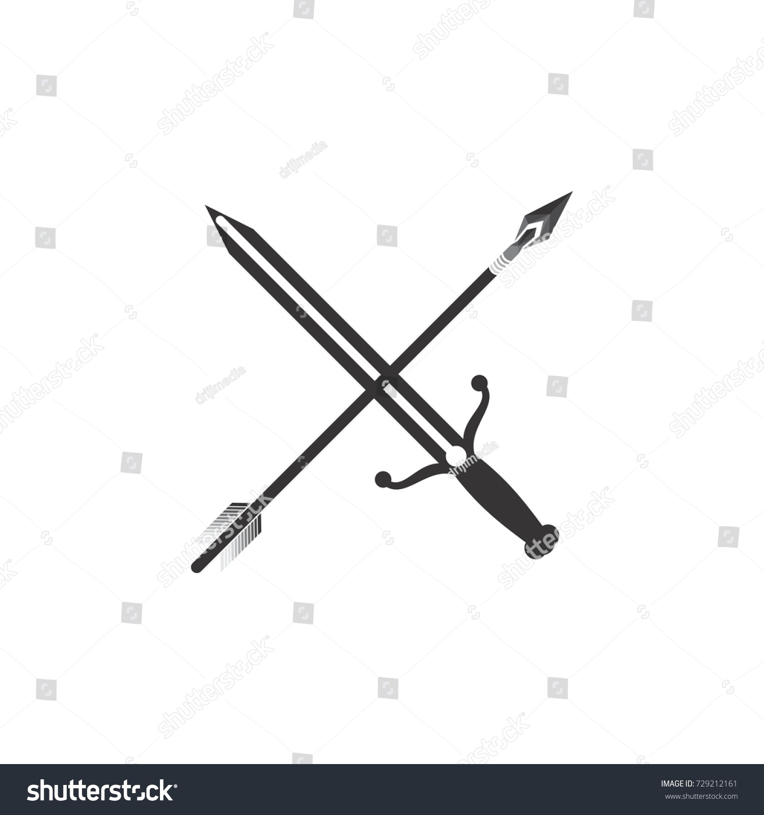 Sword Arrow Logo Design Vector: เวกเตอร์สต็อก (ปลอดค่าลิขสิทธิ์) 729212161