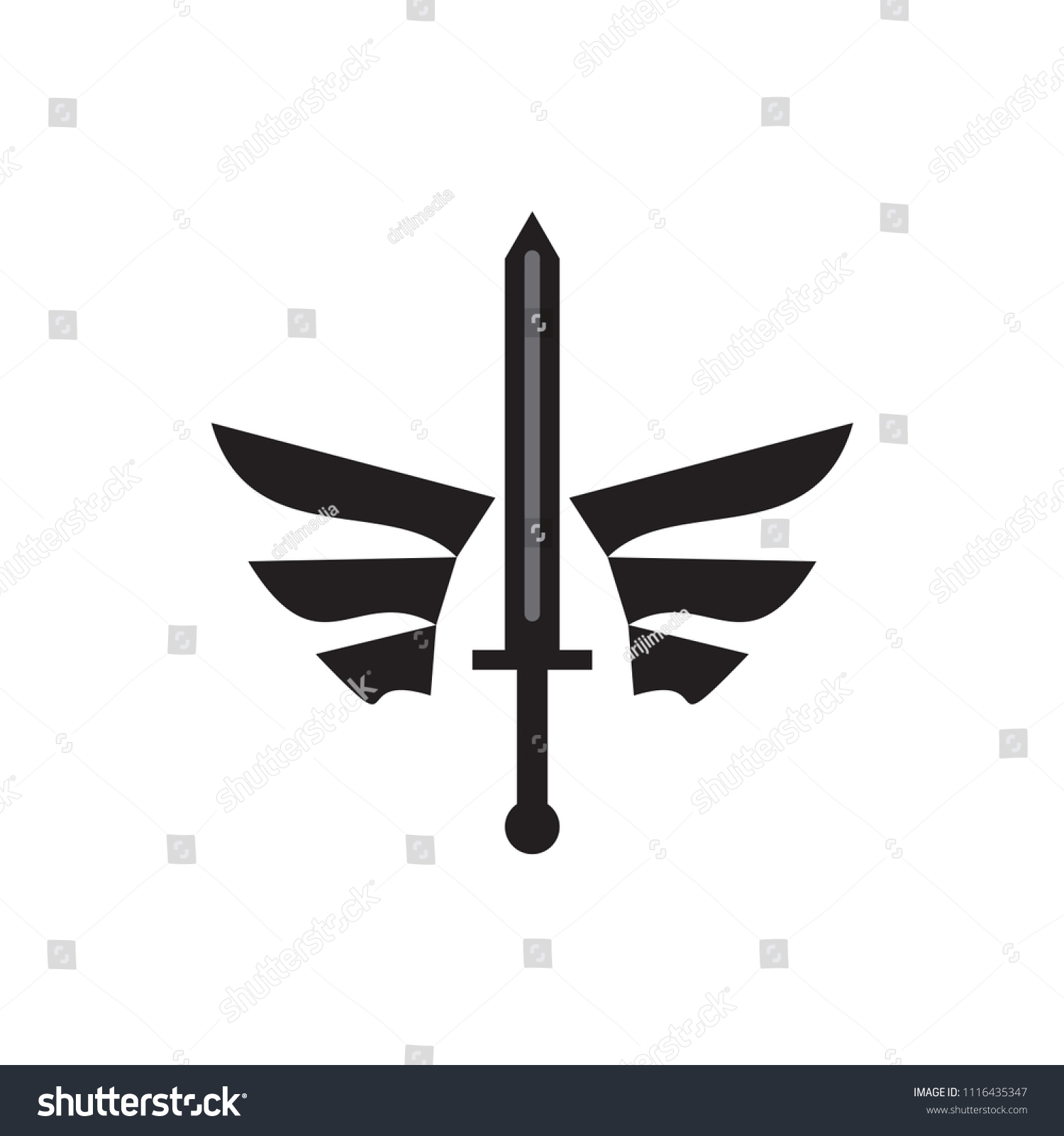 Sword Wing Logo Stock Vector (Royalty Free) 1116435347 | Shutterstock