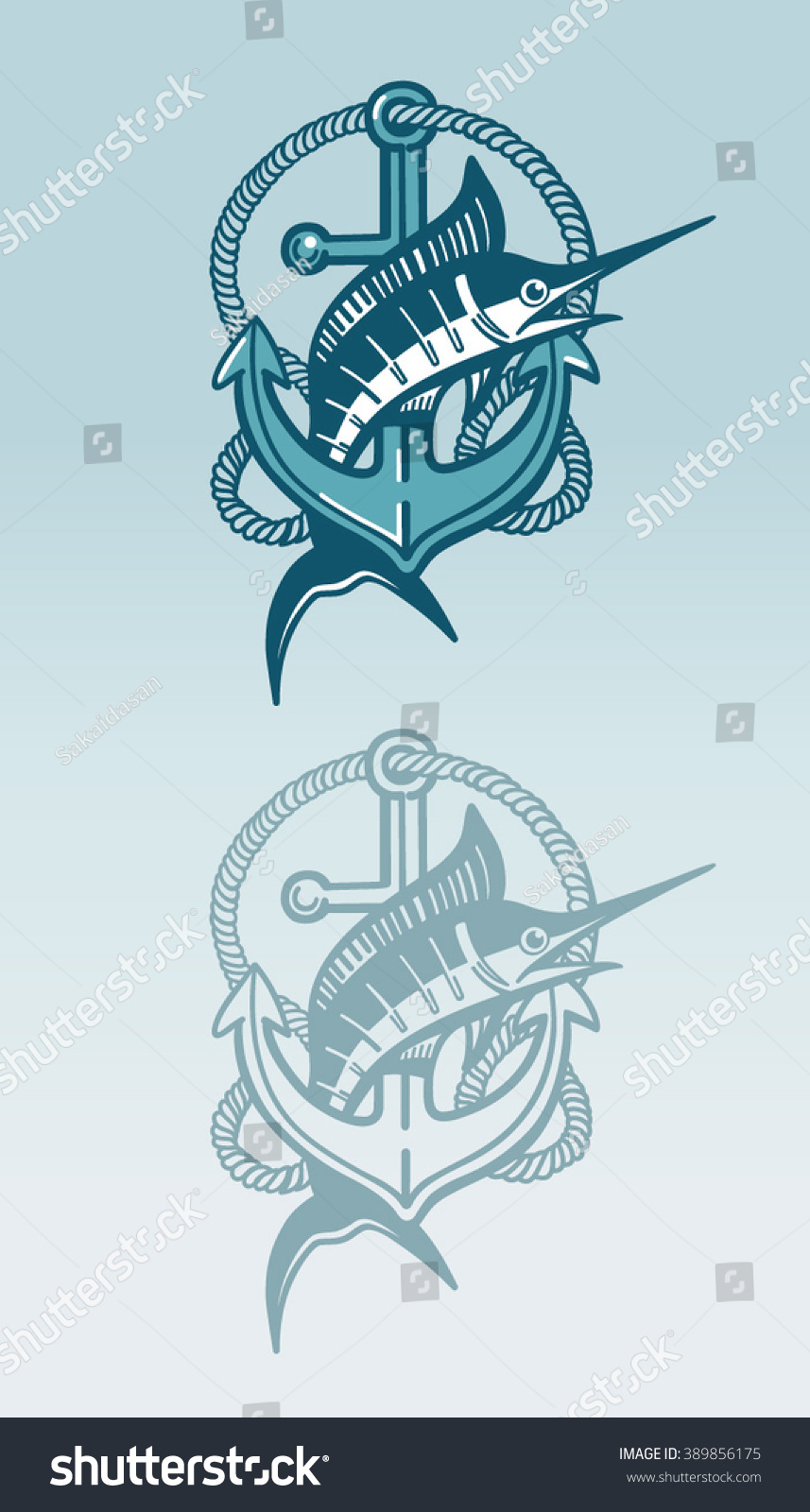 Vektor Stok Swordfish Anchor Symbol (Tanpa Royalti) 389856175