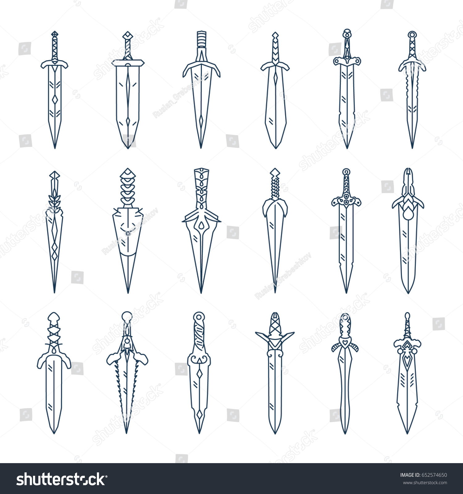 Swords Outline Stock Vector (Royalty Free) 652574650
