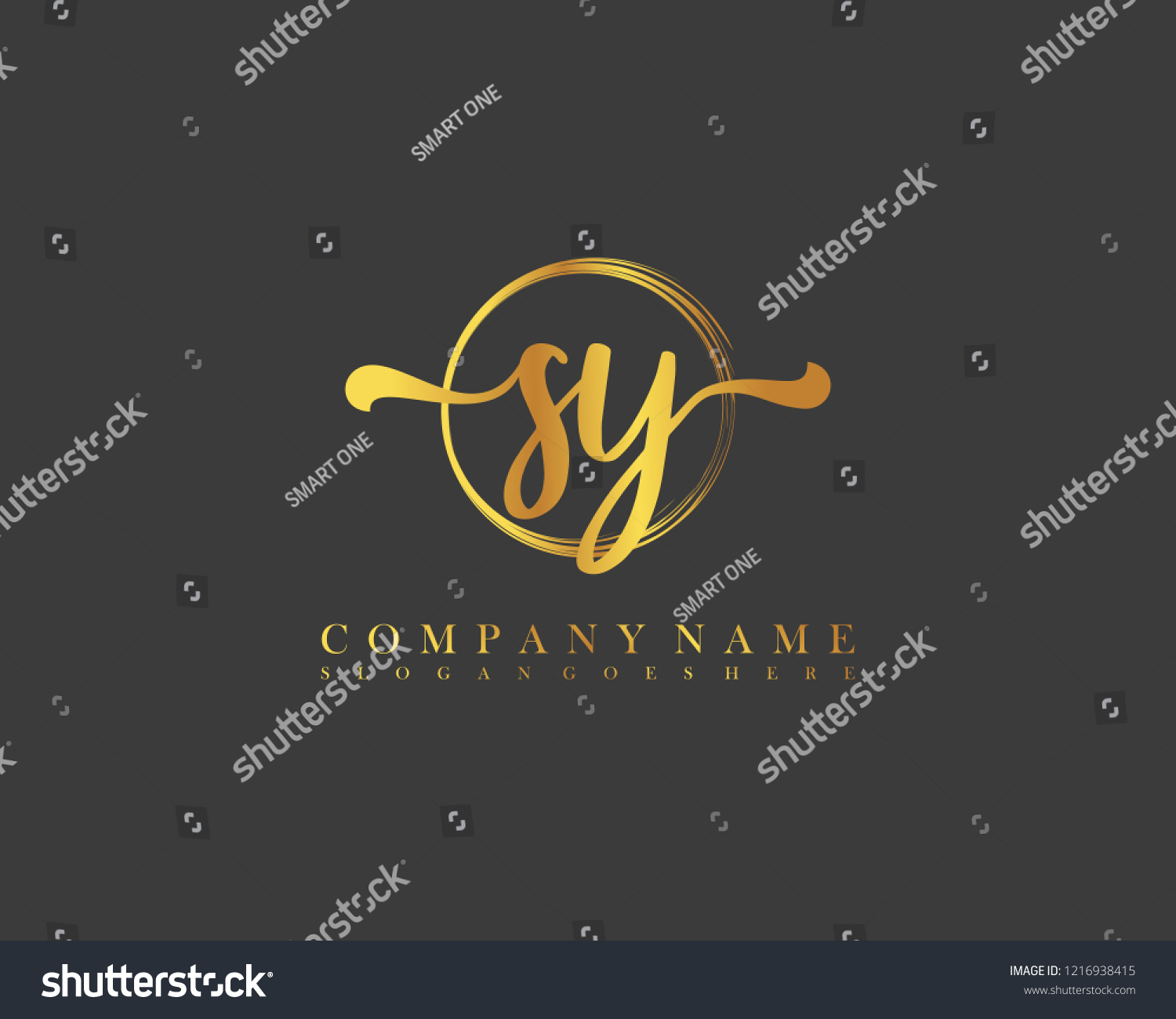 Sy Initial Handwriting Logo Circle Template Stock Vector (Royalty Free ...