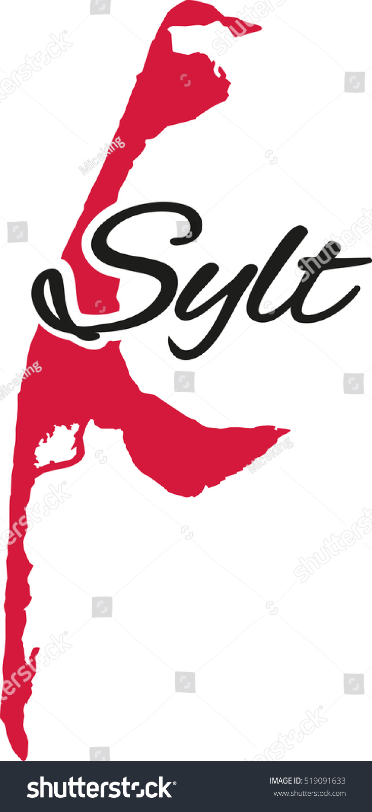 Sylt Island Map Stock Vector (Royalty Free) 519091633