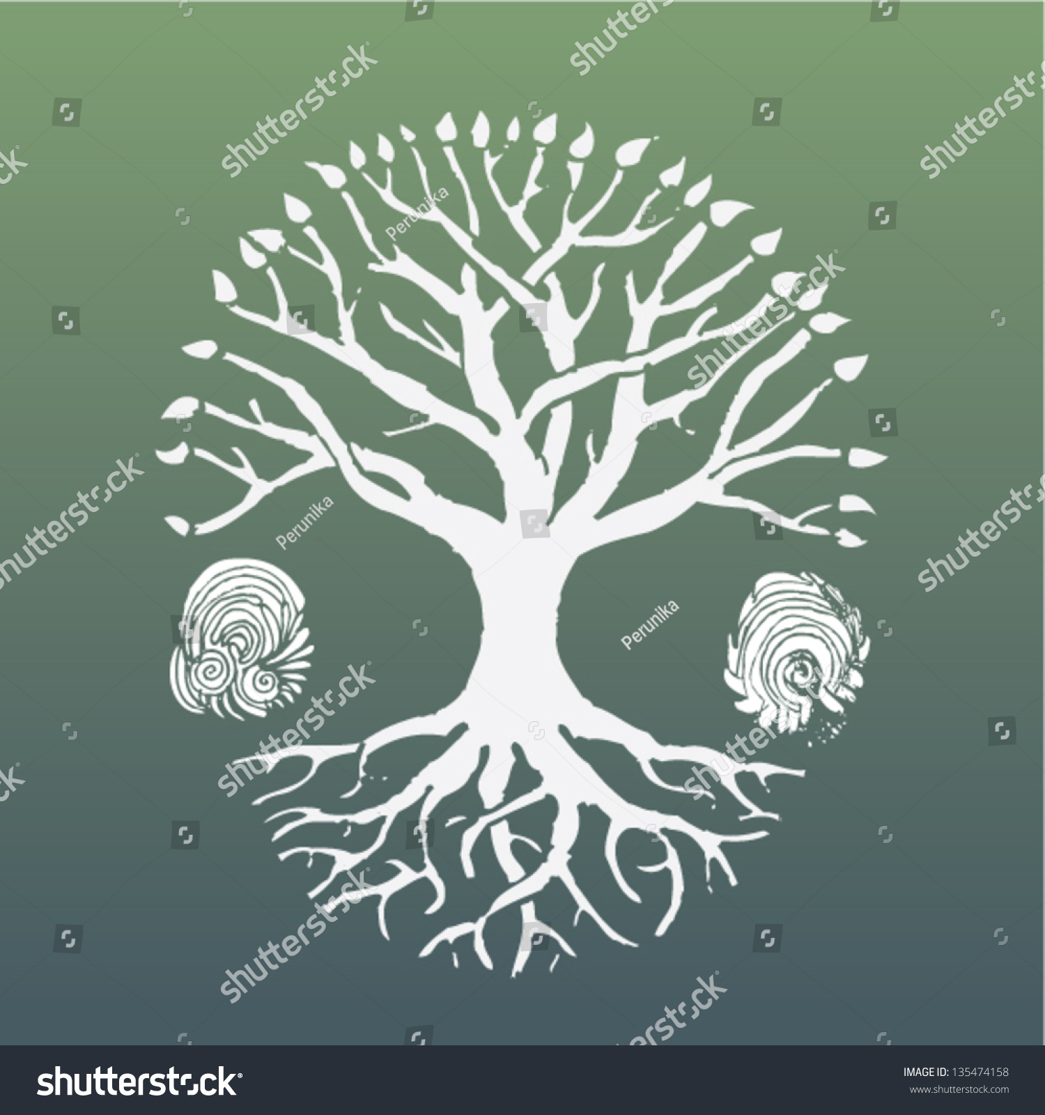Symbolic White Tree Crest Surrounded By Stock Vector (Royalty Free ...