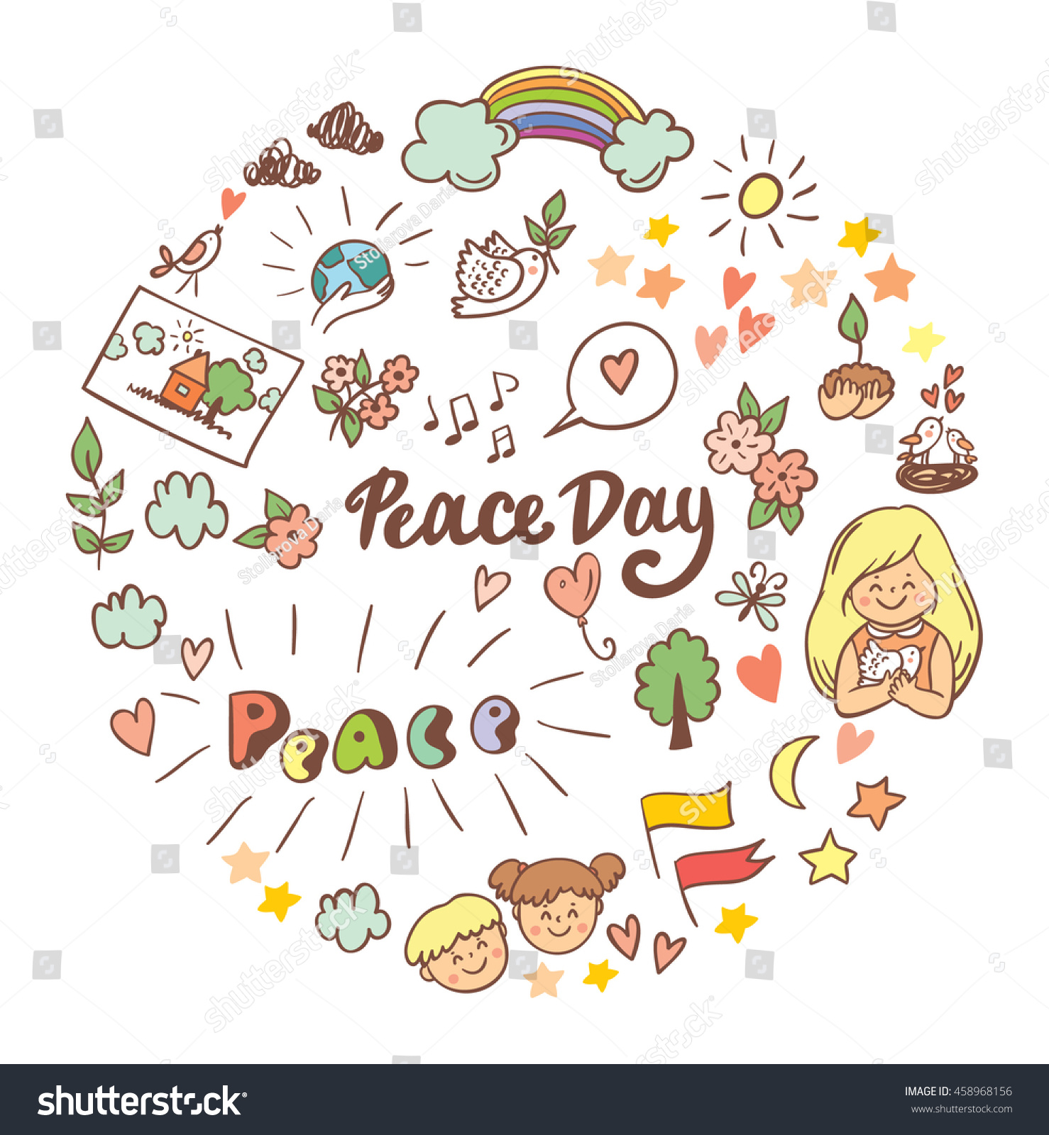Symbols Peace International Peace Day Peace: vetor stock (livre de ... Symbols Peace International Peace Day Peace: vetor stock (livre de ...