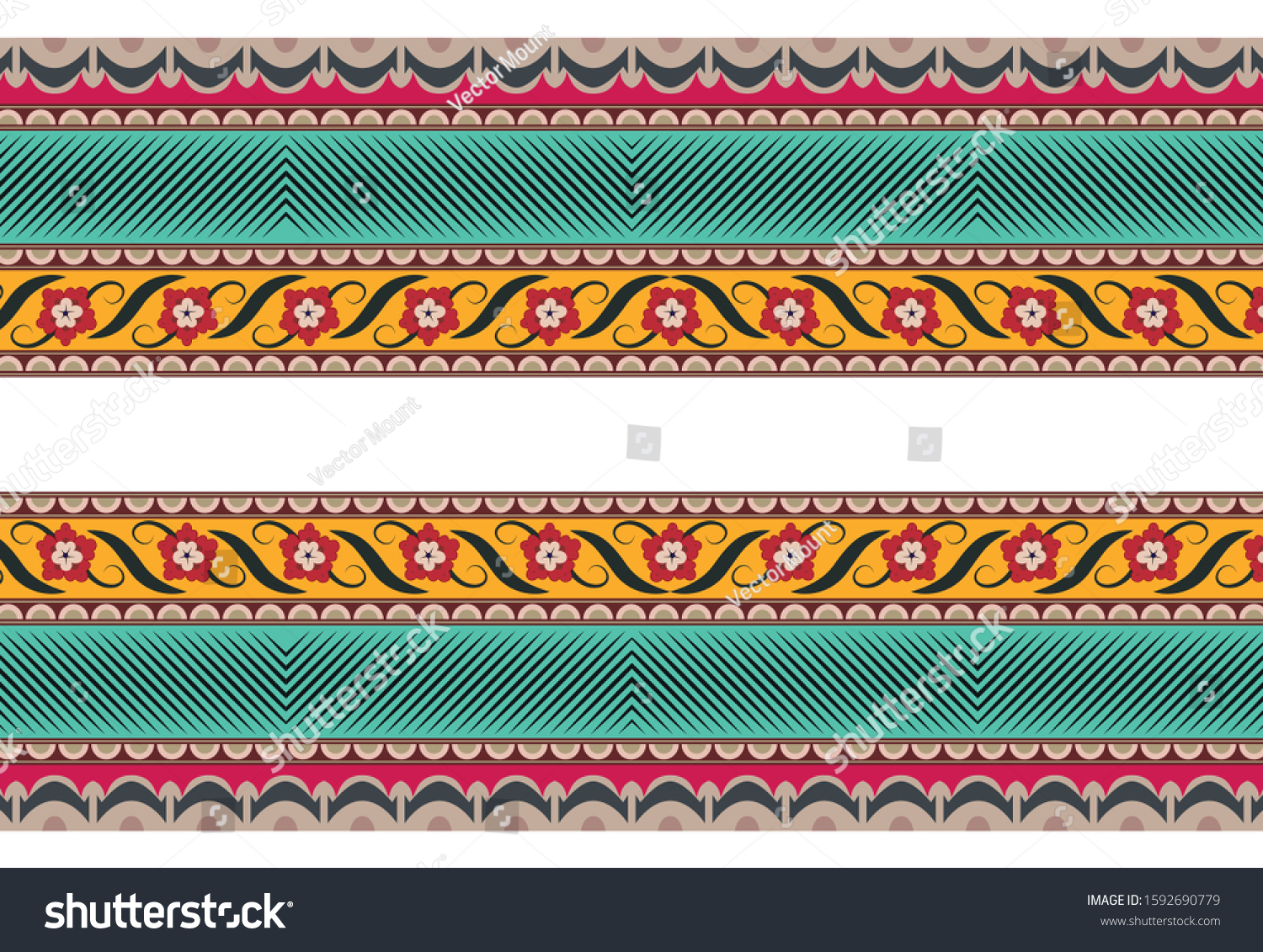 Symmetrical Floral Border Vector Art Stock Vector (Royalty Free ...