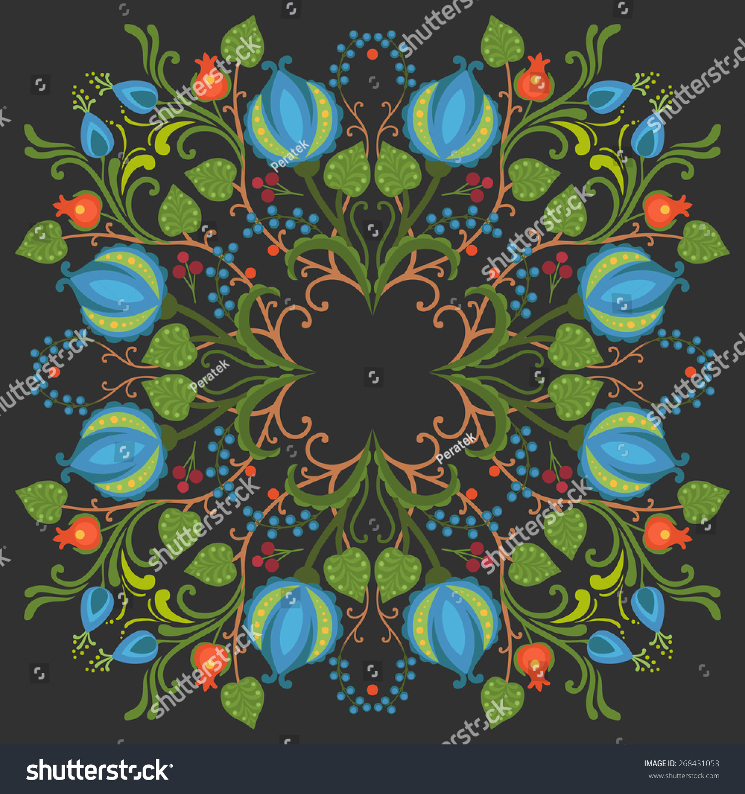 Symmetrical Floral Pattern Vector Illustration Stock Vector (Royalty ...