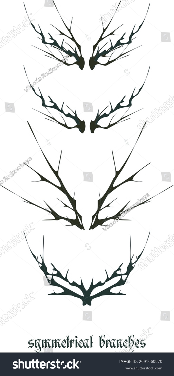 Symmetrical Winter Branches Vector Set Stock Vector (Royalty Free ...