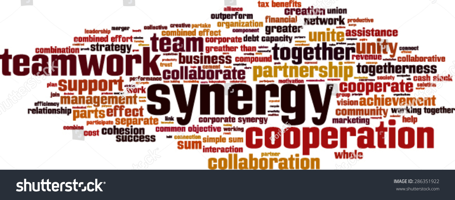 Synergy Word Cloud Concept Vector Illustration: vector de stock (libre ...