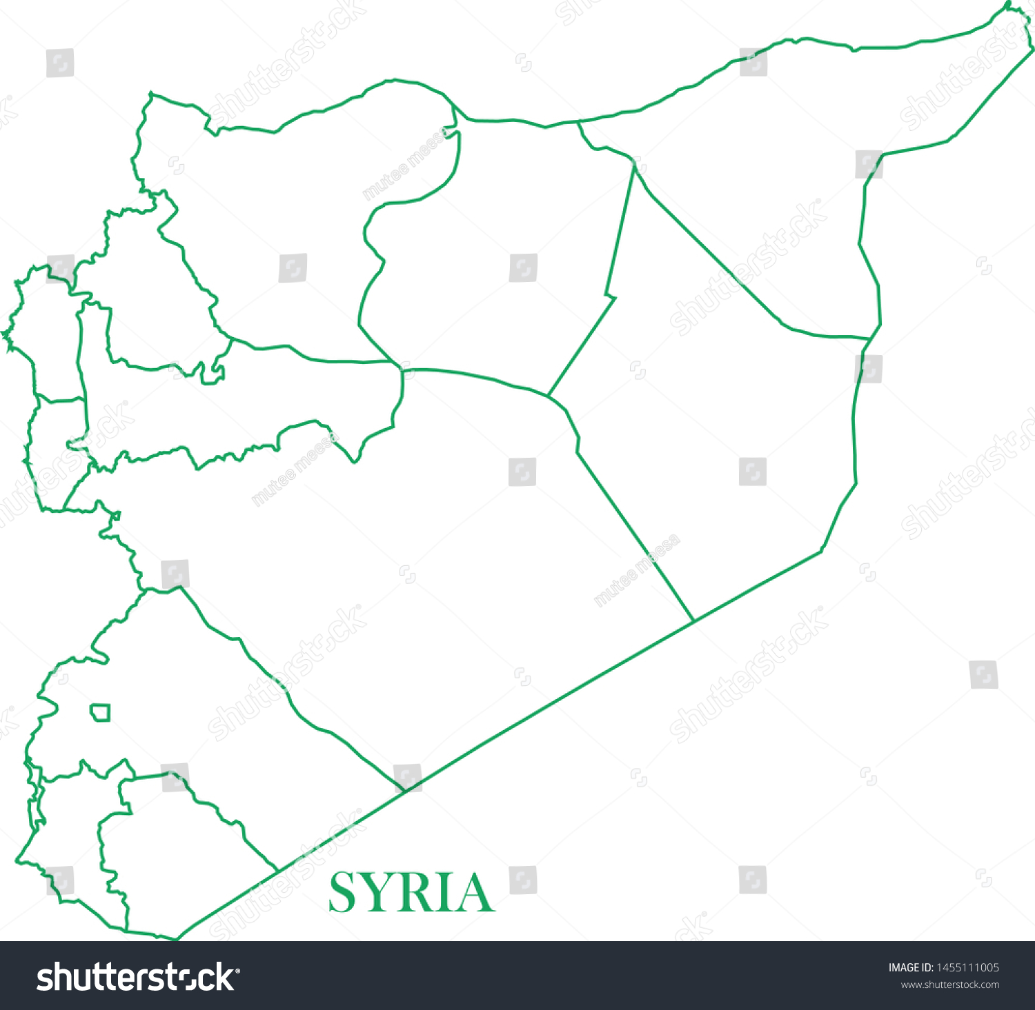 Syria Green Line Map Vector Stock Vector (Royalty Free) 1455111005