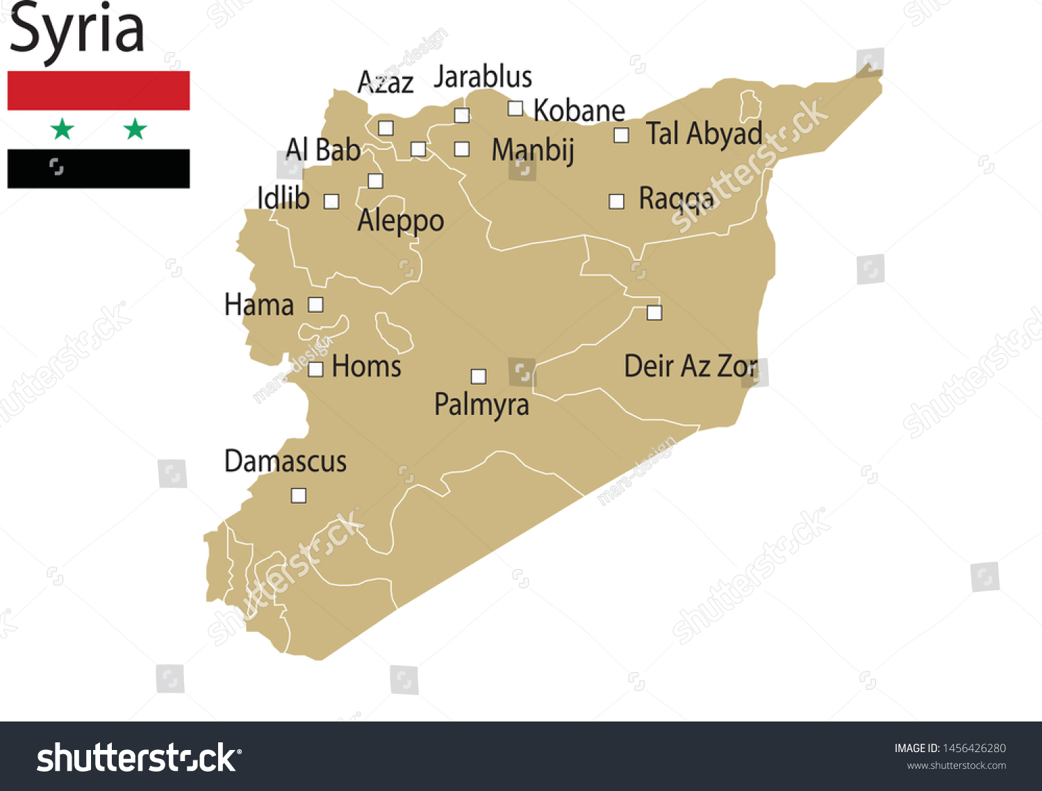 Syria Map Vector Illustration City Map Stock Vector (Royalty Free ...