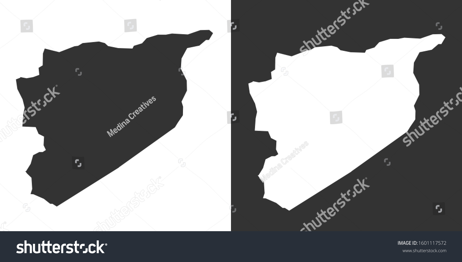 Syria Map Black White Vector Stock Vector (Royalty Free) 1601117572 ...